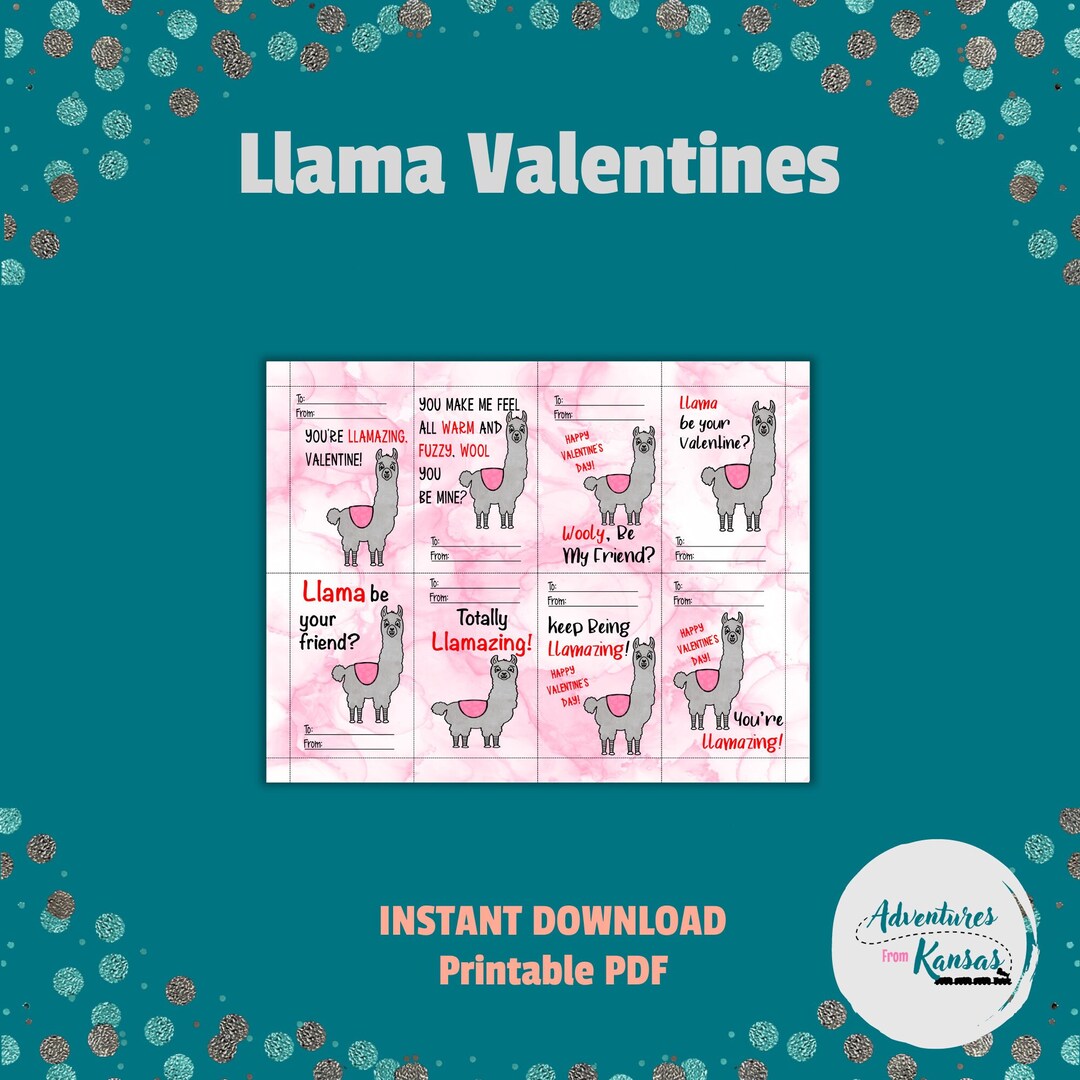 FILLABLE Printable Funny Llama Classroom Valentines Llama Kids ...