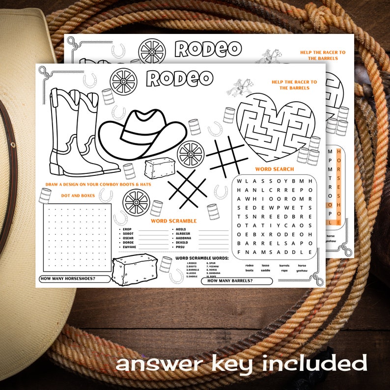 Personalized Rodeo Activity Placemat | Customize Cowboy Coloring ...