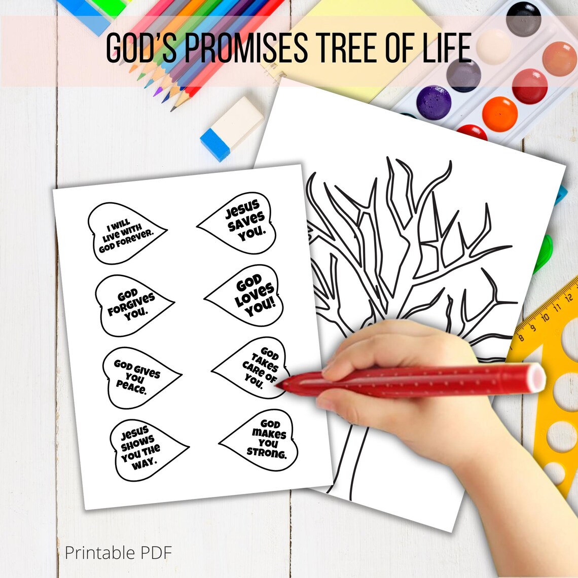 God's Promises Tree Christian Craft Kit, Printable Activity for Sunday ...