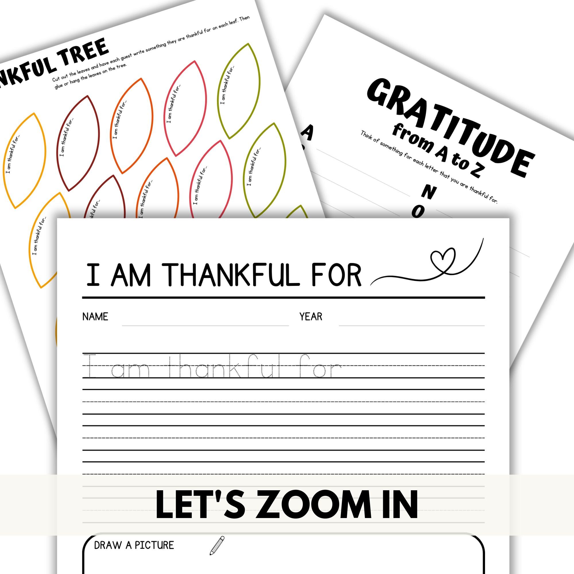 Thankful Tree DIY Cut and Paste Craft Project, Thanksgiving Bundle for ...
