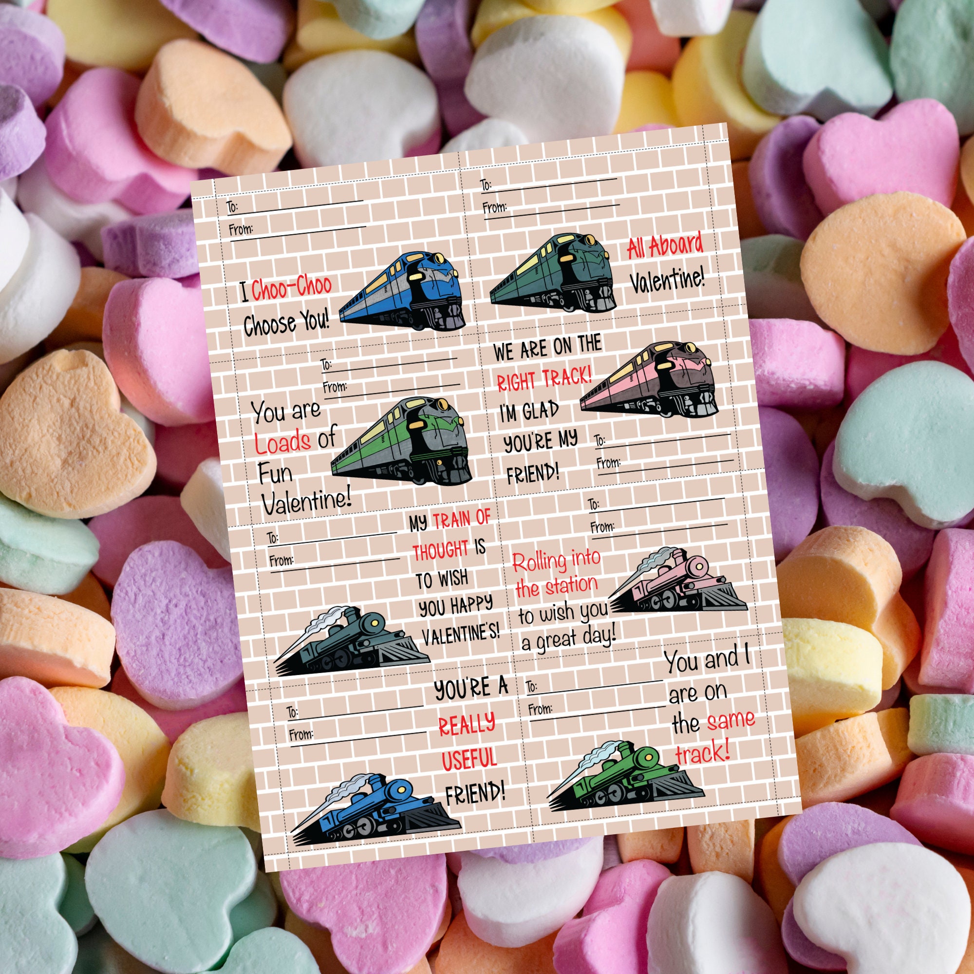 FILLABLE Printable Train Classroom Valentines Kids Train - Etsy
