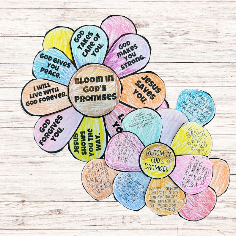 God's Promises Flower Christian Craft Kit Printable Activity for Sunday ...
