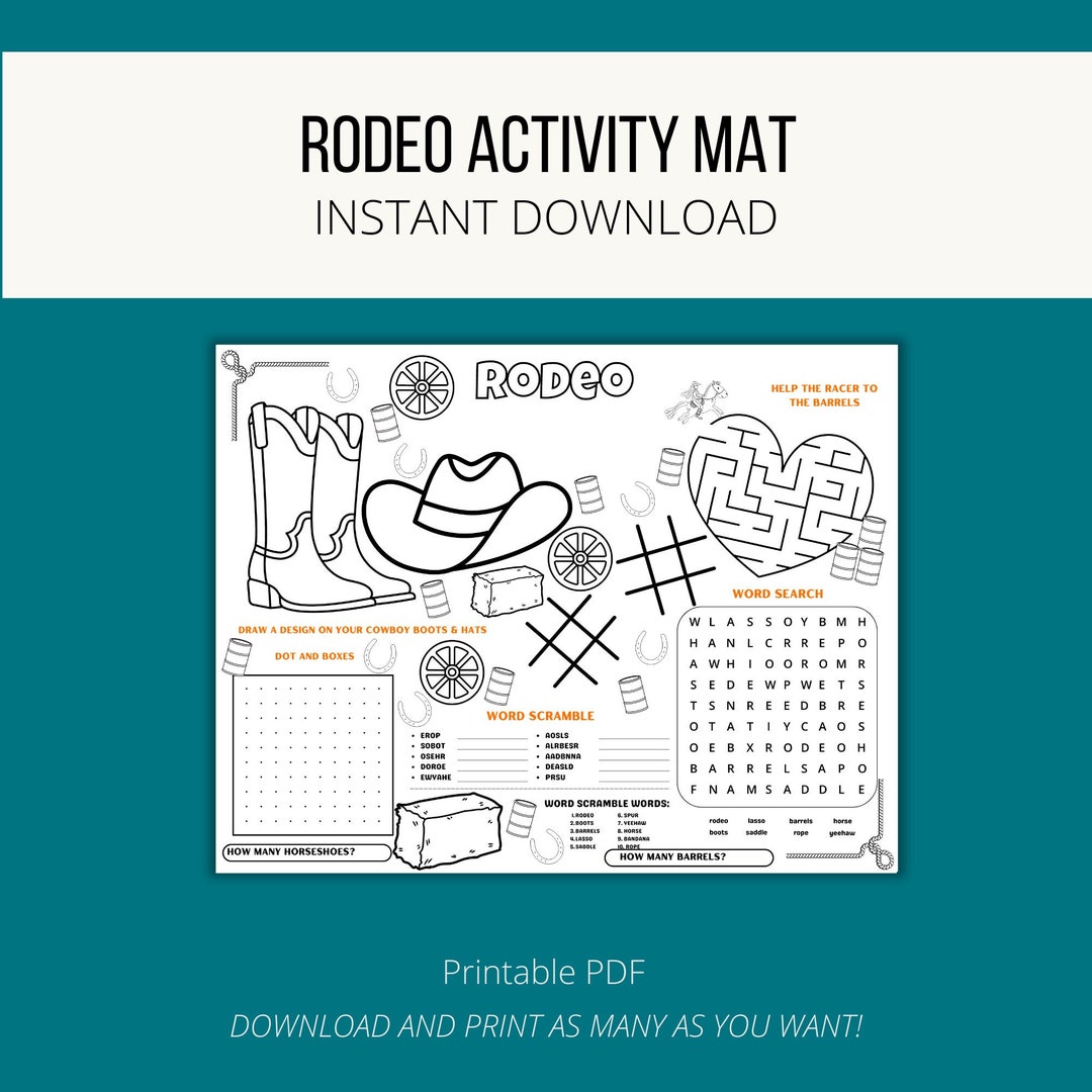 Personalized Rodeo Activity Placemat | Customize Cowboy Coloring ...