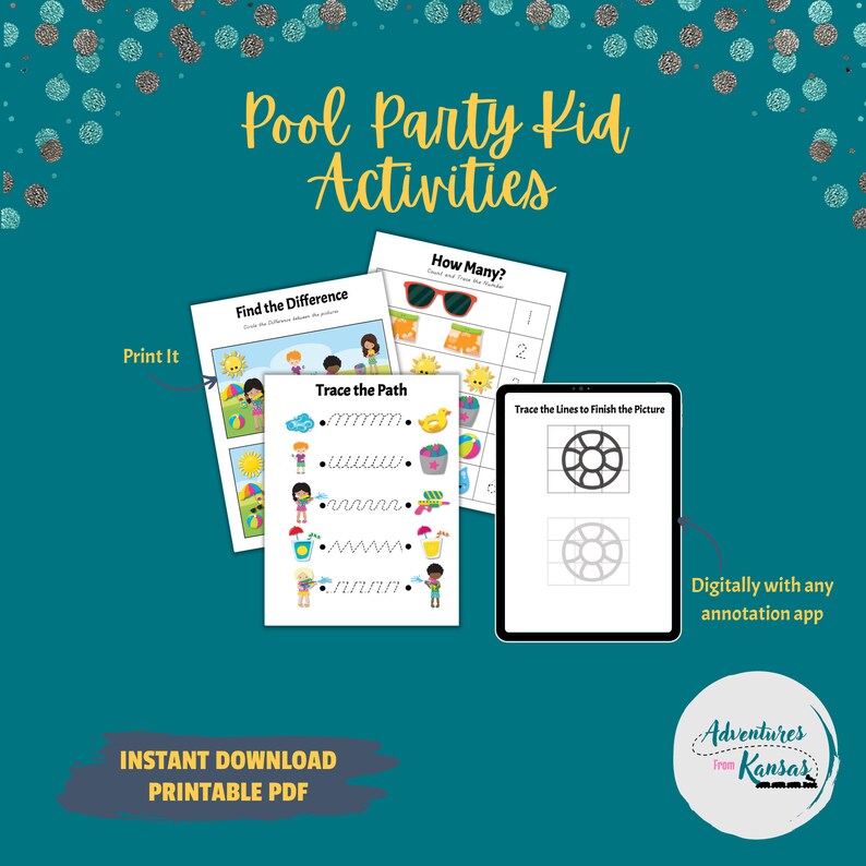 Pool Party Themed Kid Printables | Summertime Activities for Kids ...