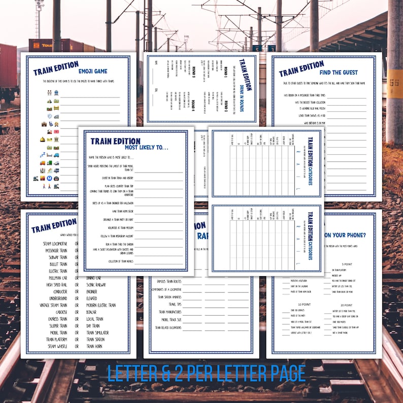 Train Activity Game Bundle | 40 Train Themed Printable Games for Family ...