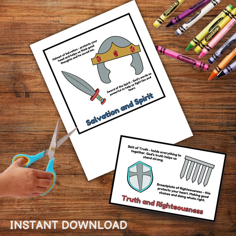 Armor of God Flip Book Coloring Activity Craft Kit Printable, Kids ...