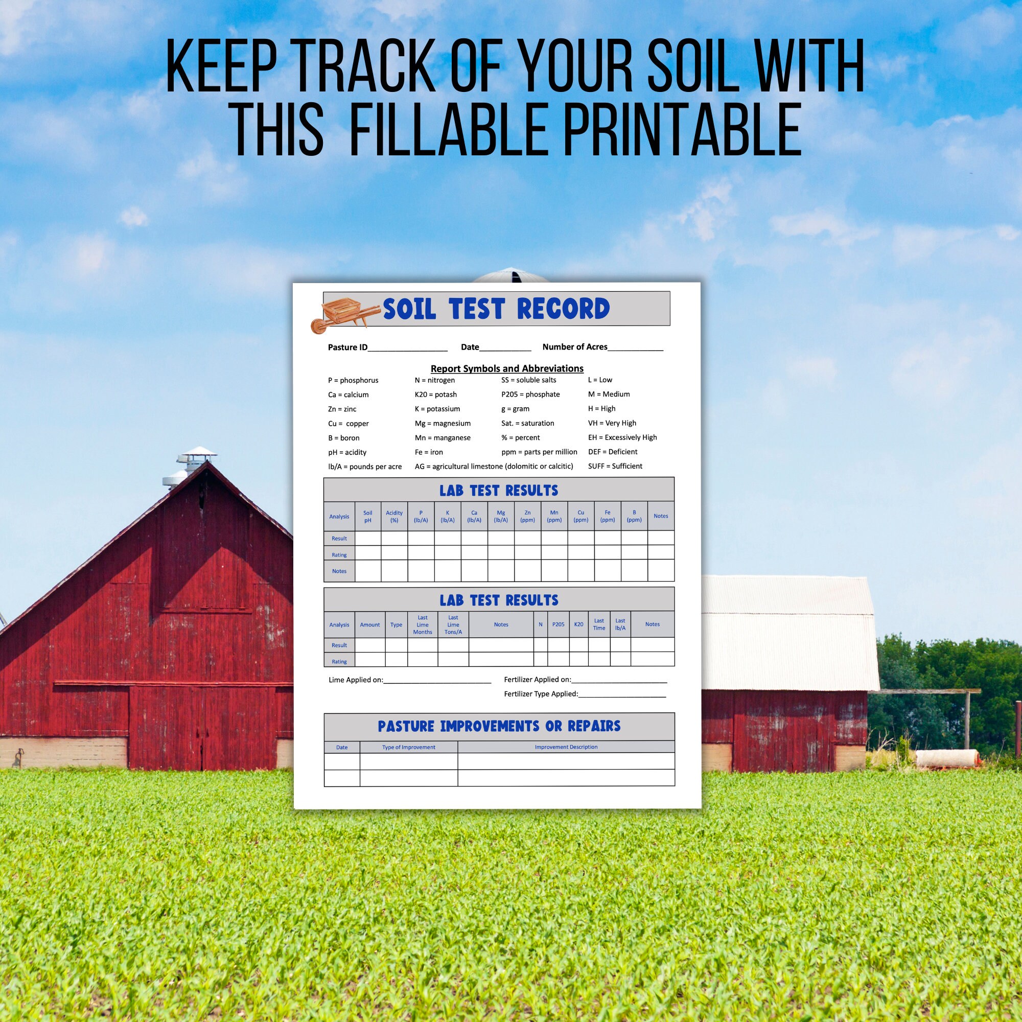 Fillable Soil Test Sheet Keeper for Small Farms, and Lifestyle Hobby ...