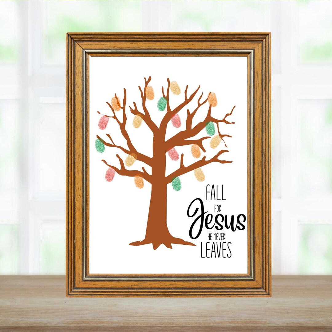 Fall Tree Fingerprint "fall for Jesus He Never Leaves" Keepsake Gift ...