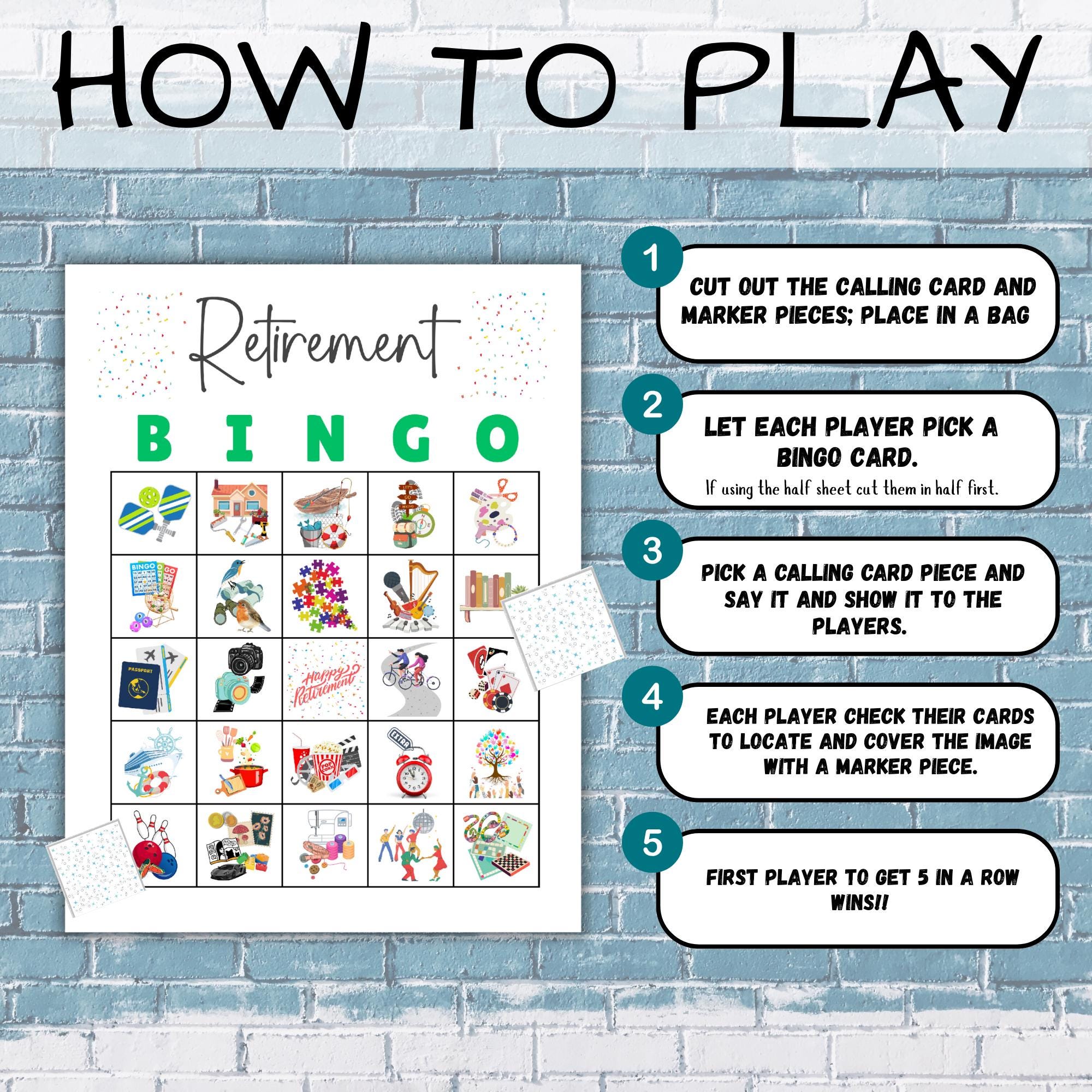 Retirement Bingo Game Printable Featuring Classic Retirement Hobbies to ...