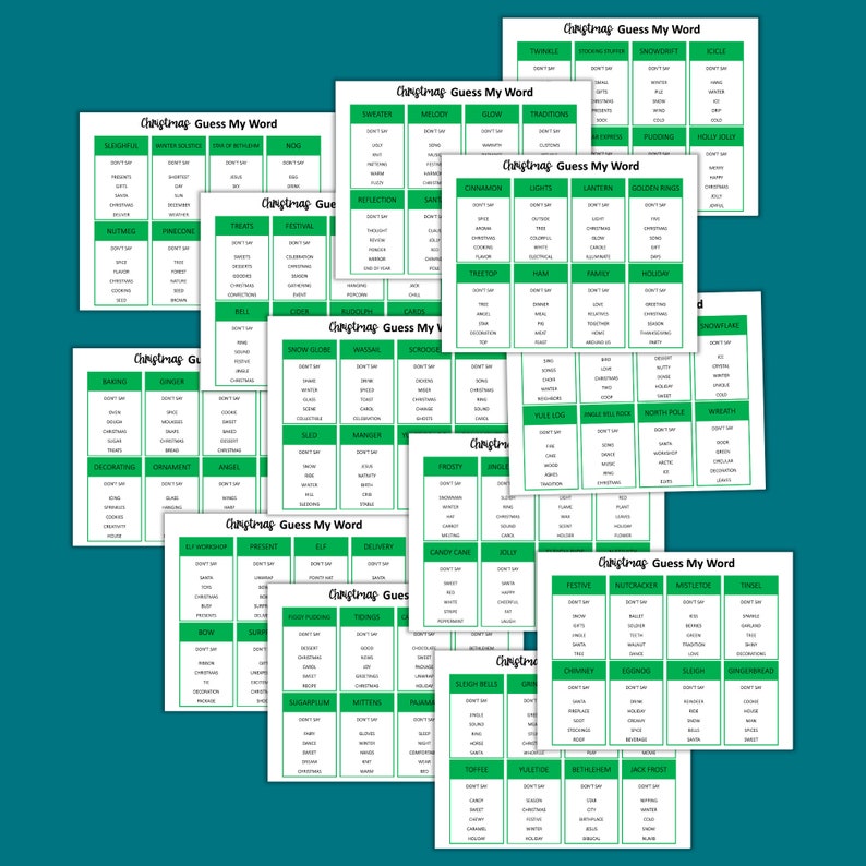 Printable Christmas Guess My Word Group Gathering Party Game for ...