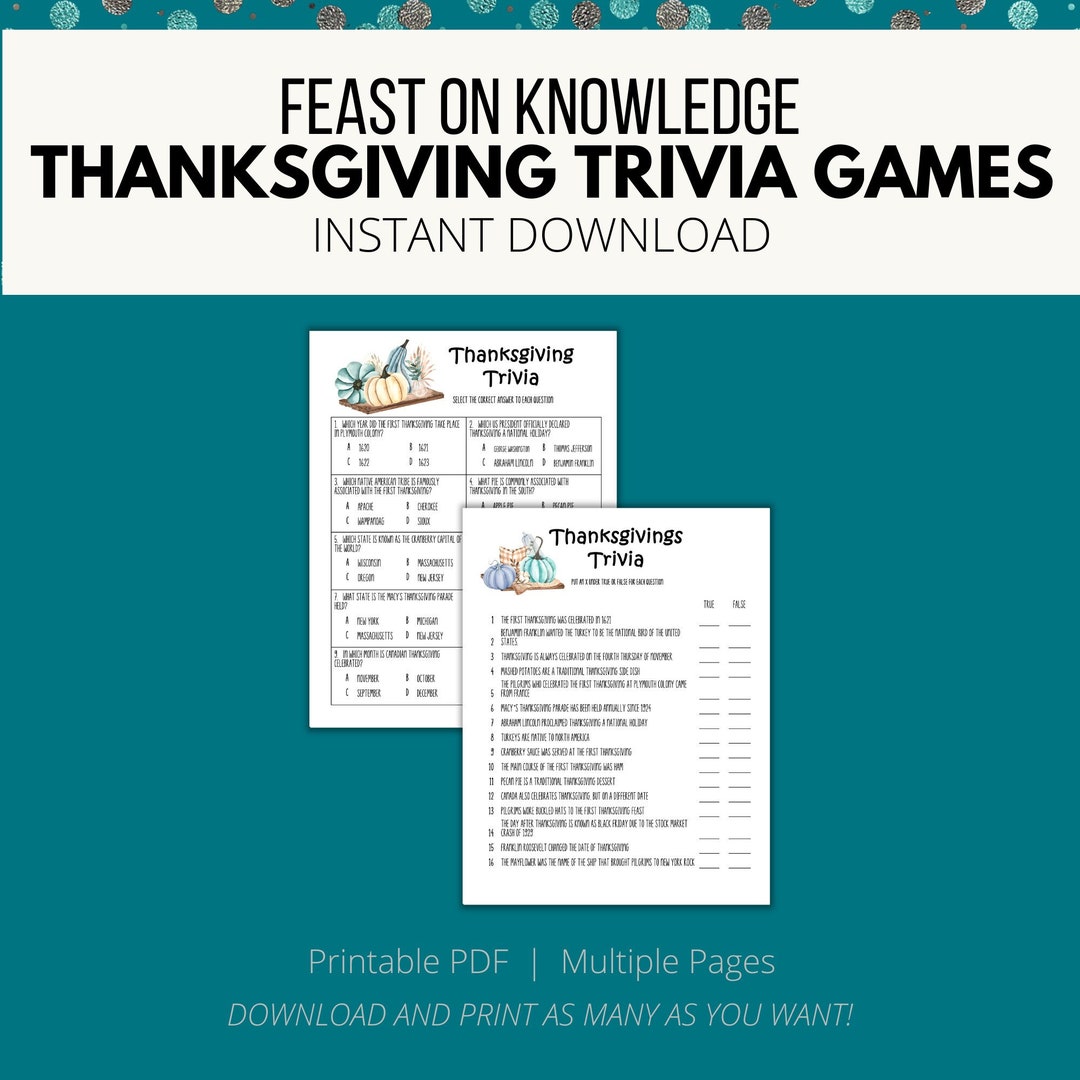 Printable Thanksgiving Trivia Game for Friends, Family, Senior Groups ...