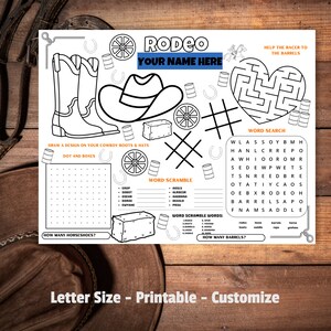 Personalized Rodeo Activity Placemat | Customize Cowboy Coloring ...