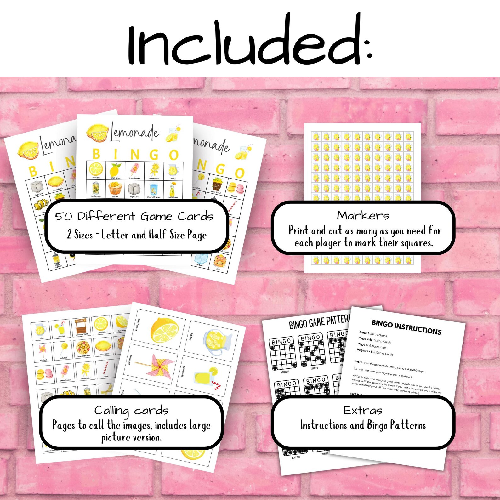 Lemonade Bingo Printable for Birthday Parties, Family Game Night ...