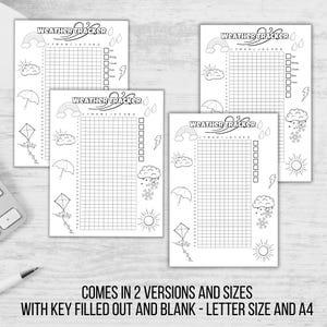 Yearly Weather Tracker Worksheet Coloring Journal Page - Works for ...