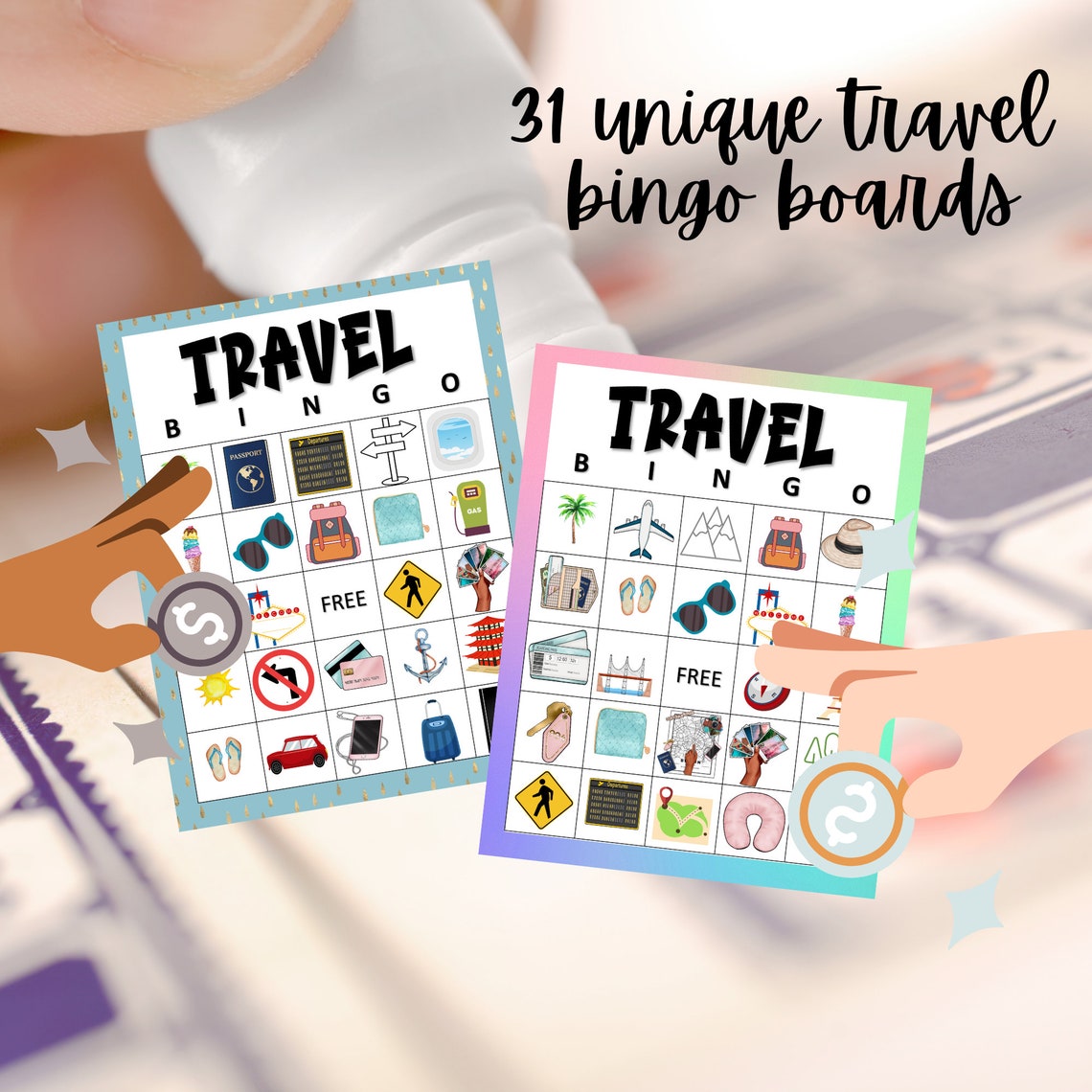 Travel Bingo Printable for Bridal Showers, Baby Showers, Classrooms ...