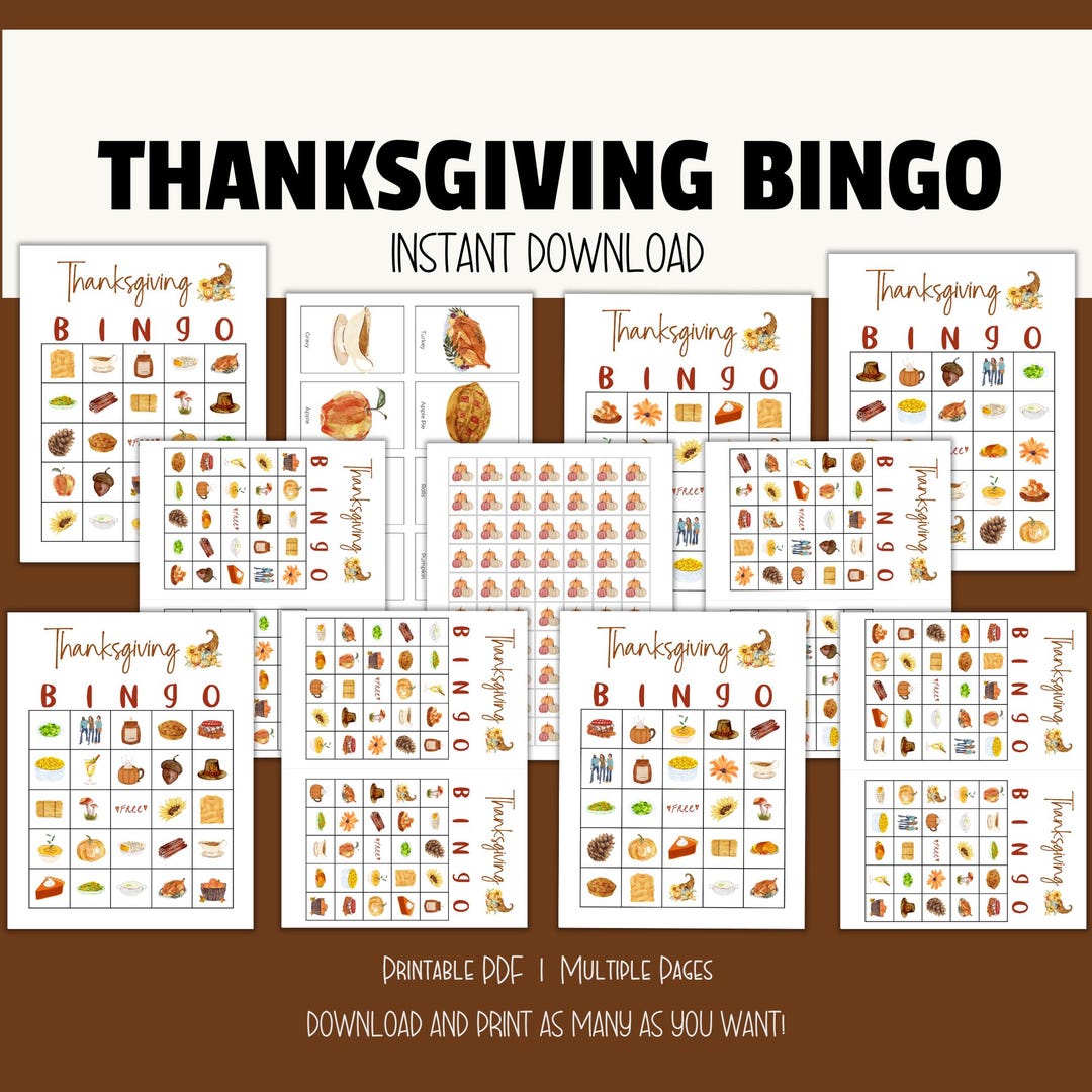 Thanksgiving Family Bingo Printable Thanksgiving Friends Senior ...