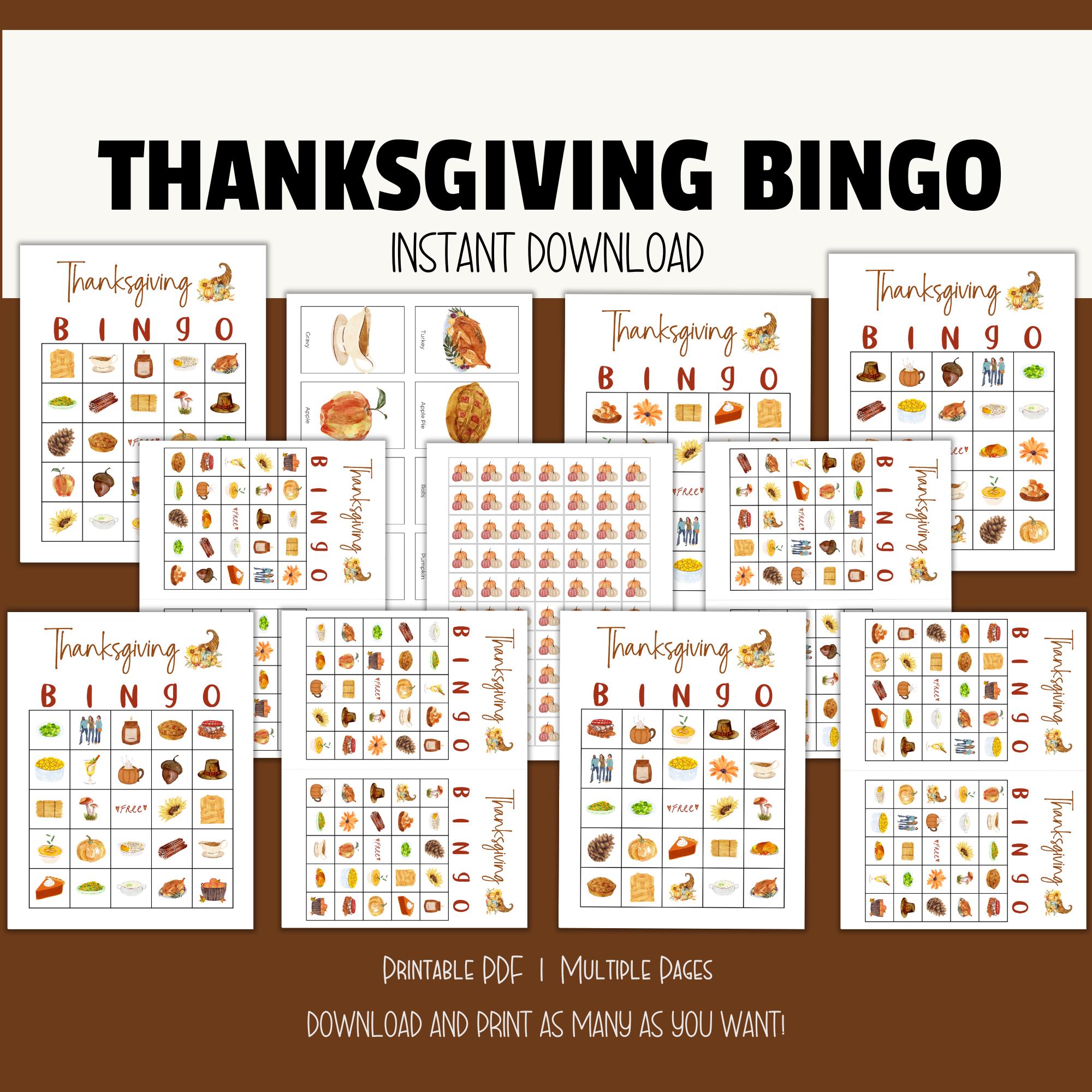 Thanksgiving Family Bingo Printable Thanksgiving Friends Senior ...