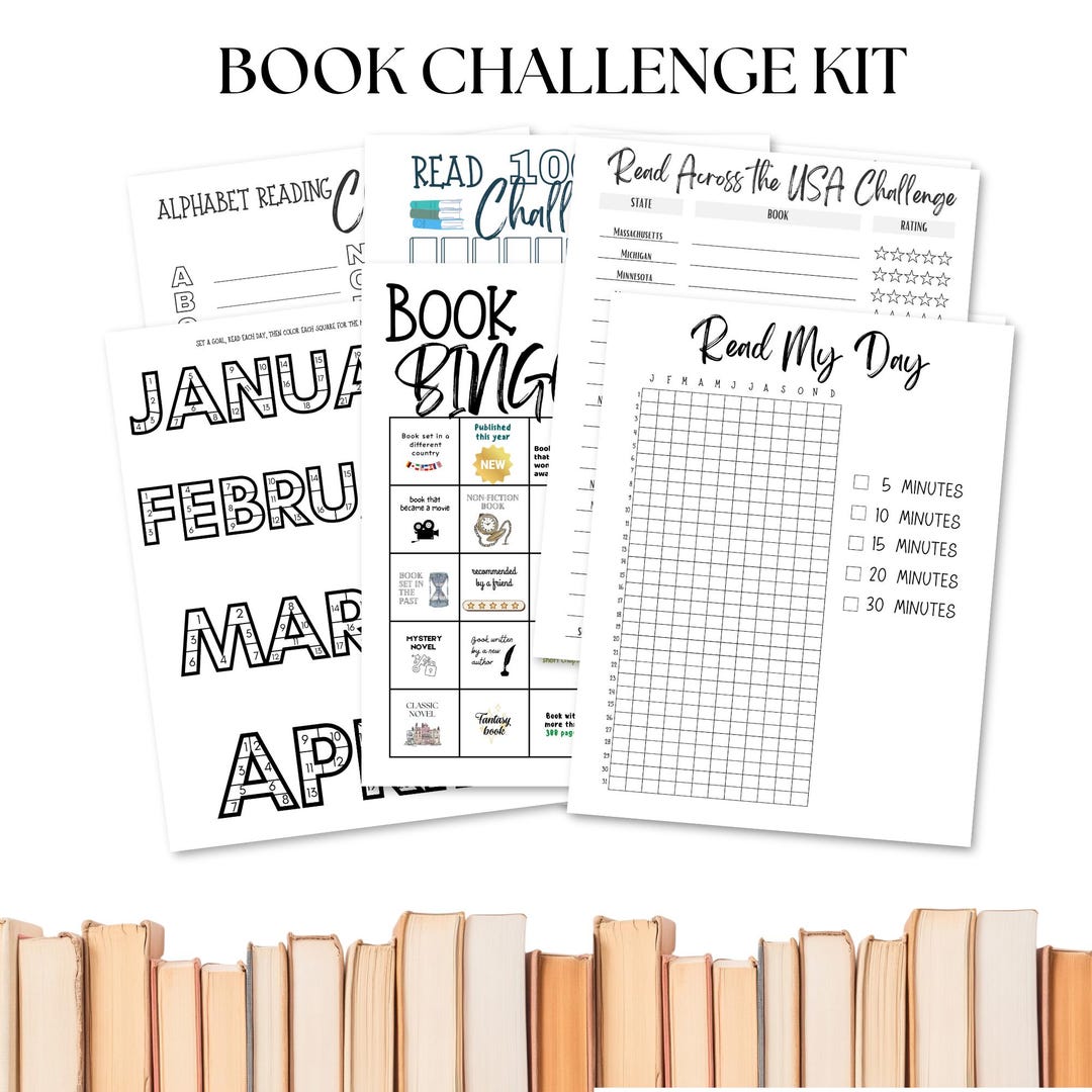 Reading Tracker Book Club Kit, 100 Book Challenge, Book Bingo, Book ...