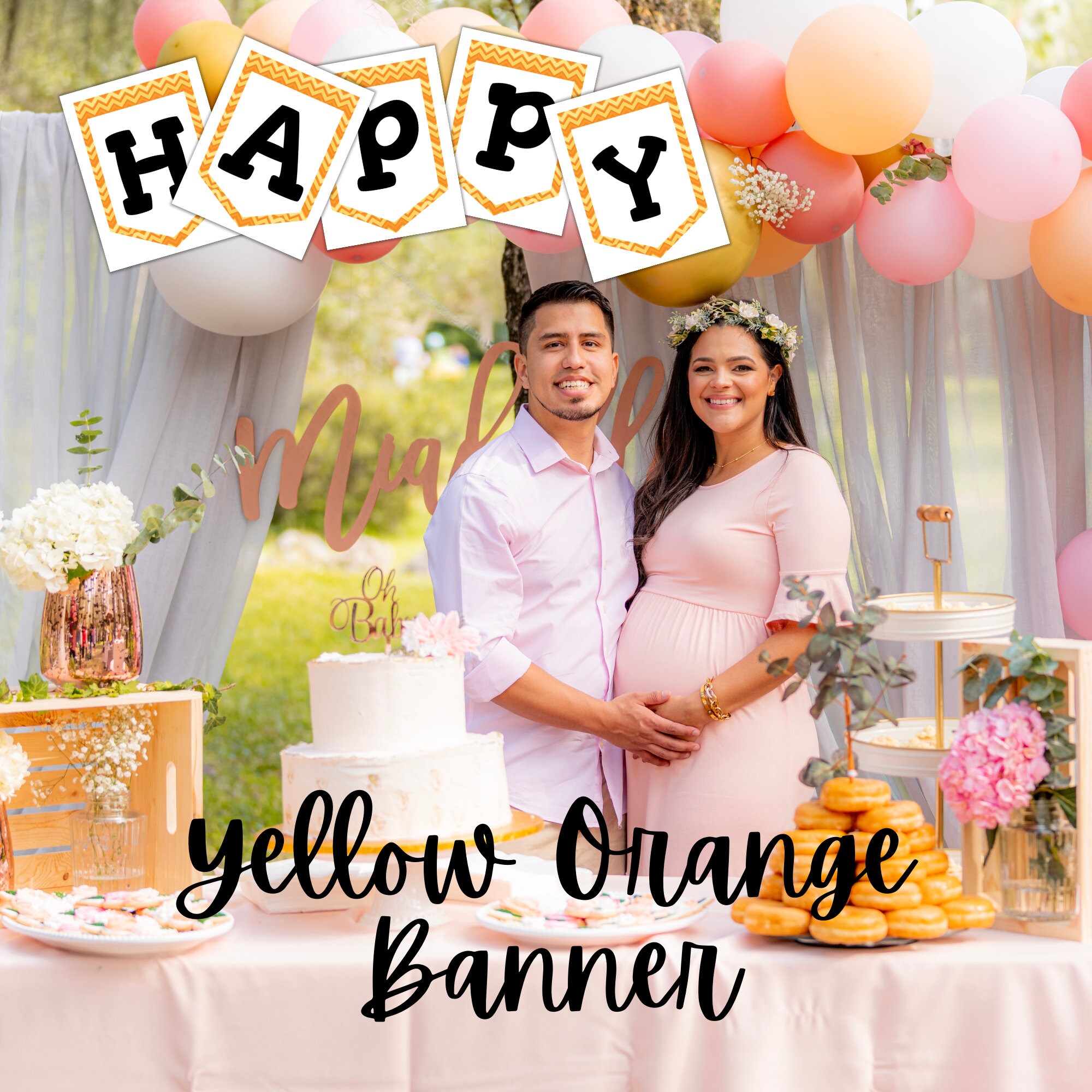 Orange Yellow Chevron Printable Flag Banner Alphabet A - Z | Birthday ...