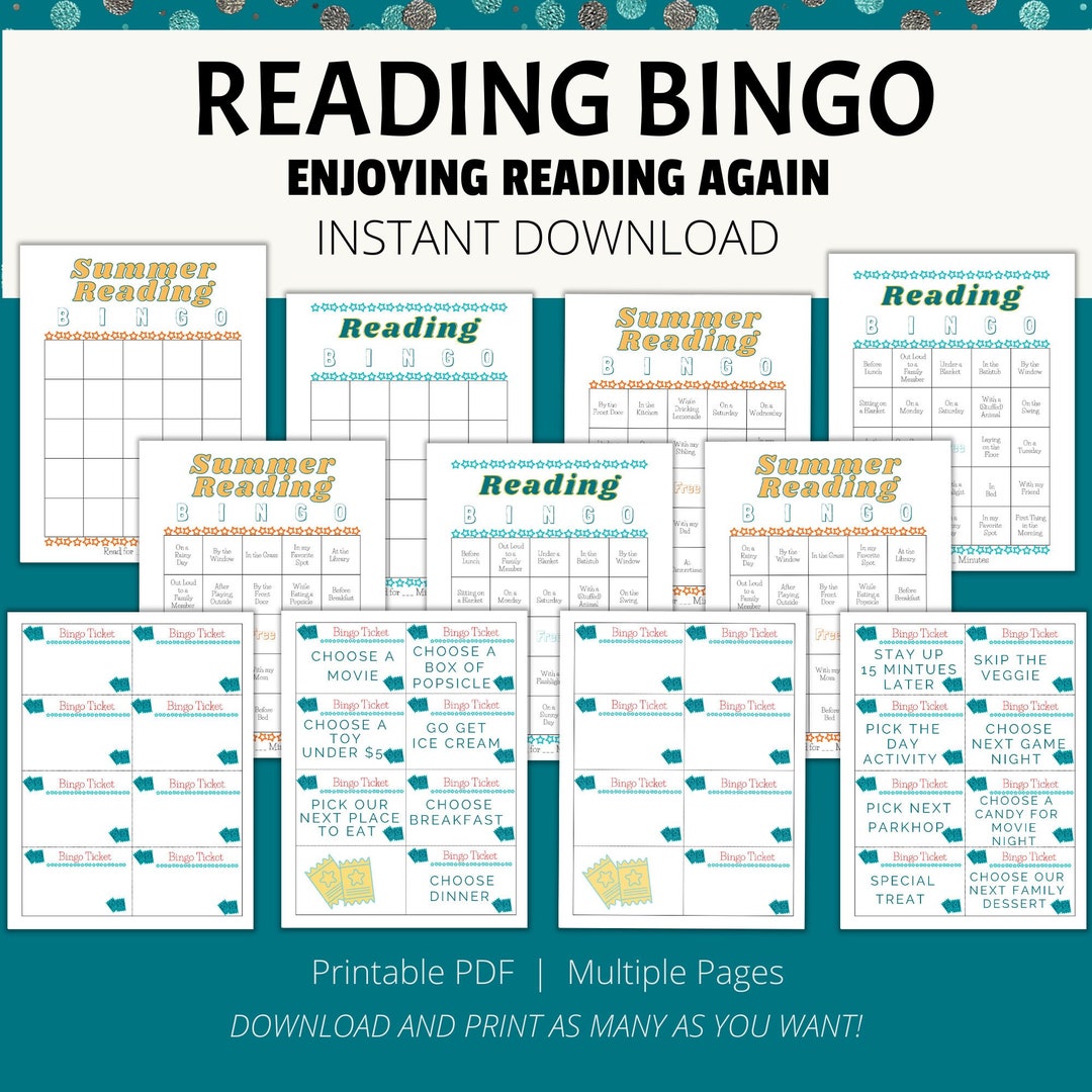 Reading Bingo Game Printable | Summer Reading Challenge Bingo Board ...
