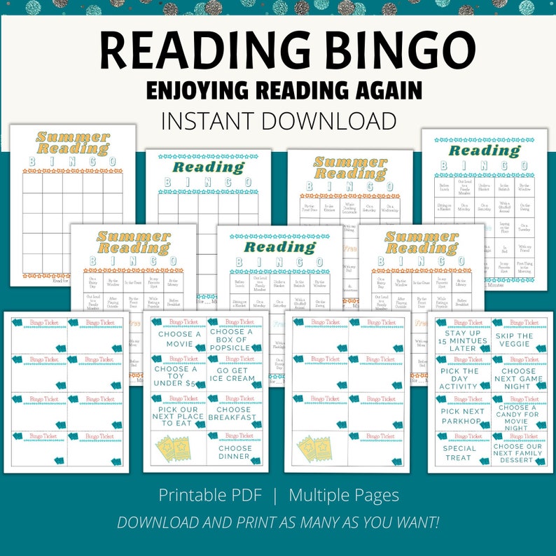 Reading Bingo Game Printable | Summer Reading Challenge Bingo Board ...