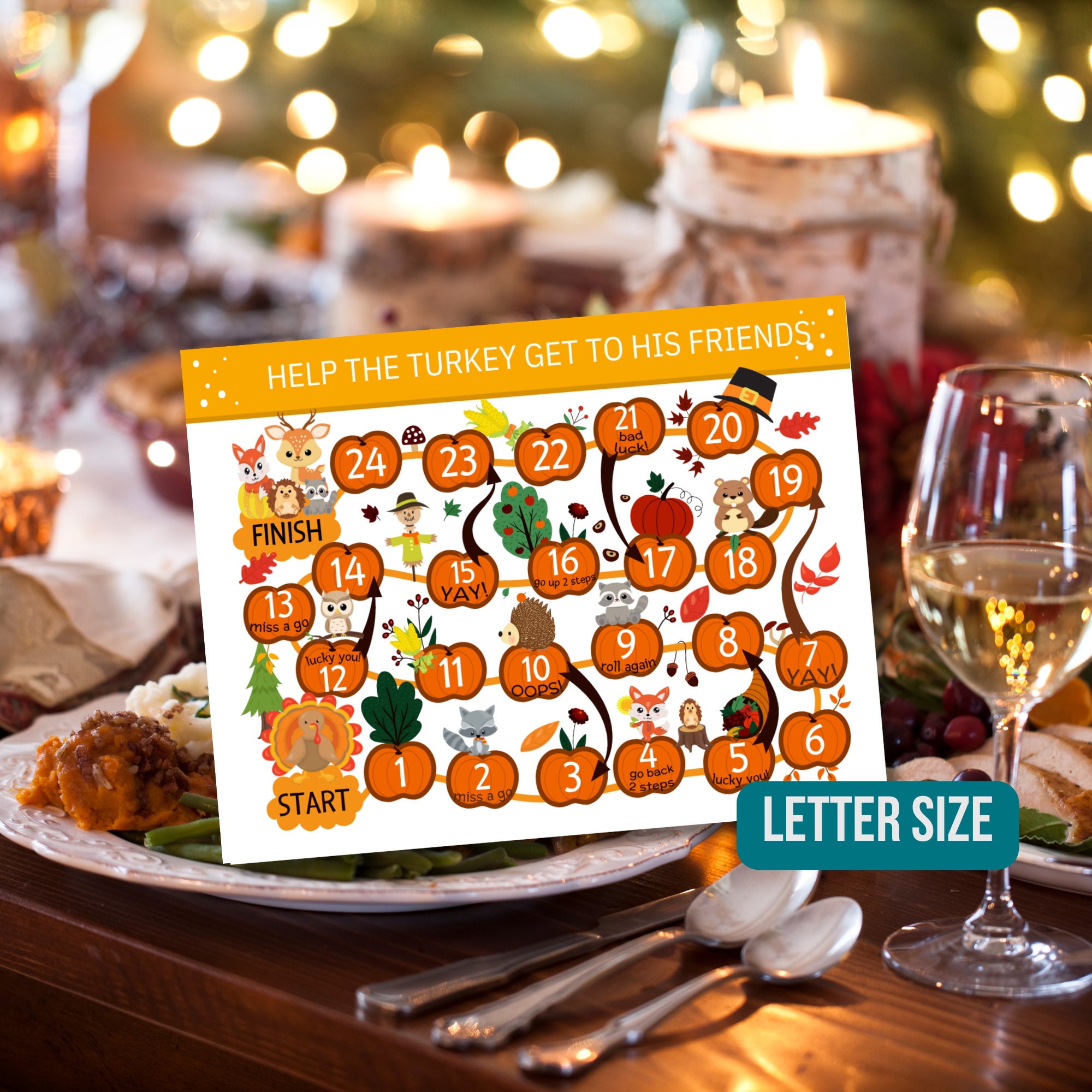 Turkey & Friends Printable Preschool Board Game | Fall Kids Activity ...