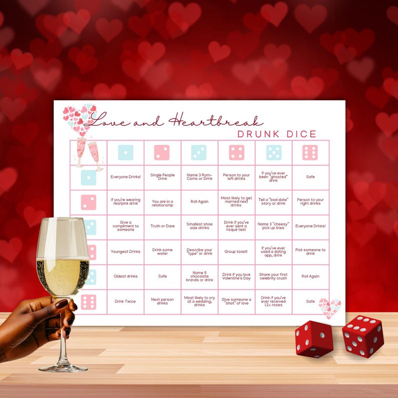 Galentine's Day Dice Game, Adult Valentine's Drinking Game, Friends ...