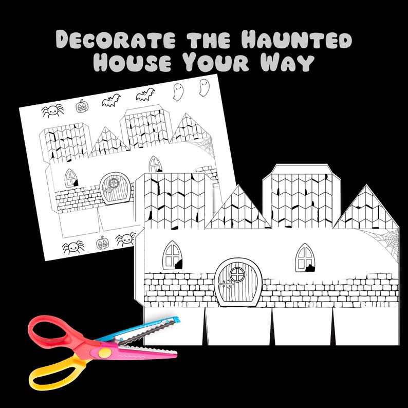 Haunted House 3D Paper Craft Spooky Halloween Project Cut and Paste ...