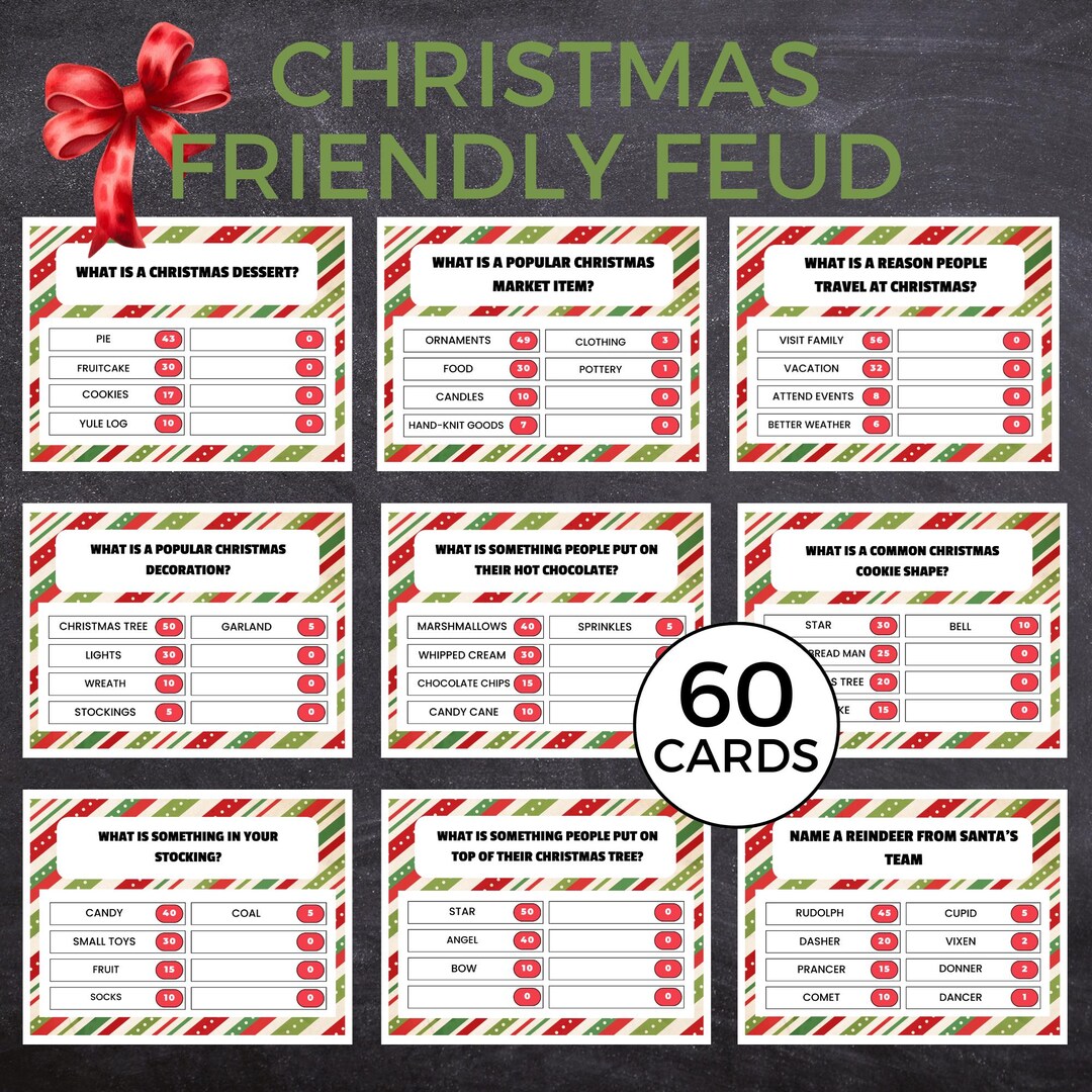 Christmas Trivia Friendly Feud Game for Teams, Families, and Friends ...