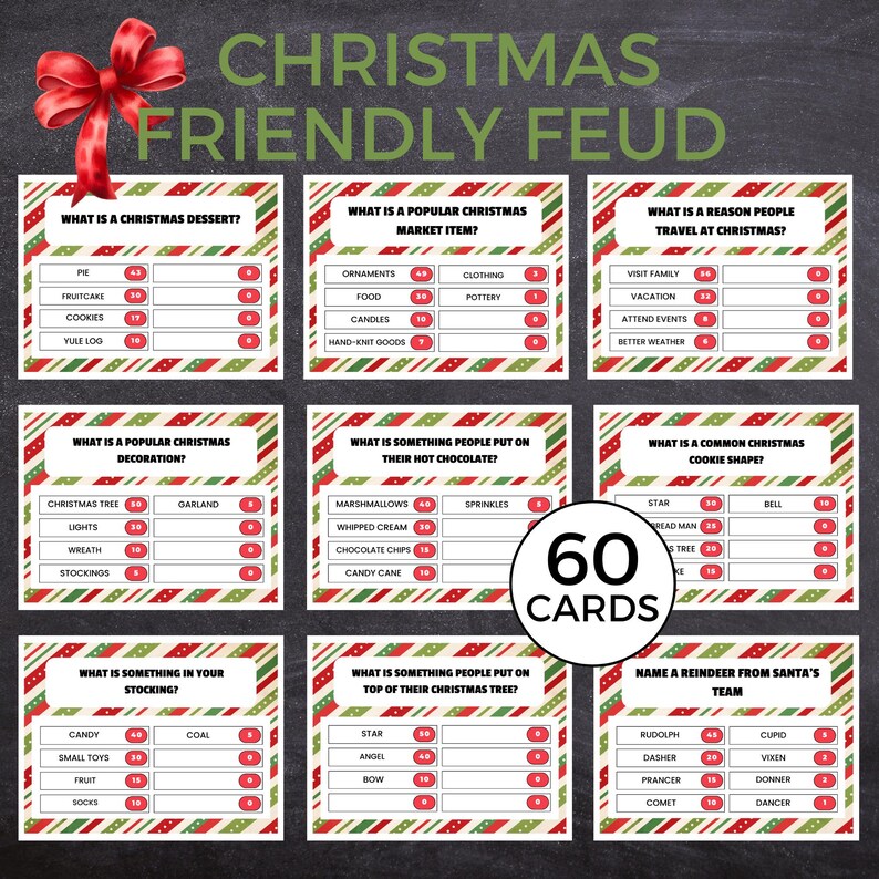 Christmas Trivia Friendly Feud Game for Teams, Families, and Friends ...