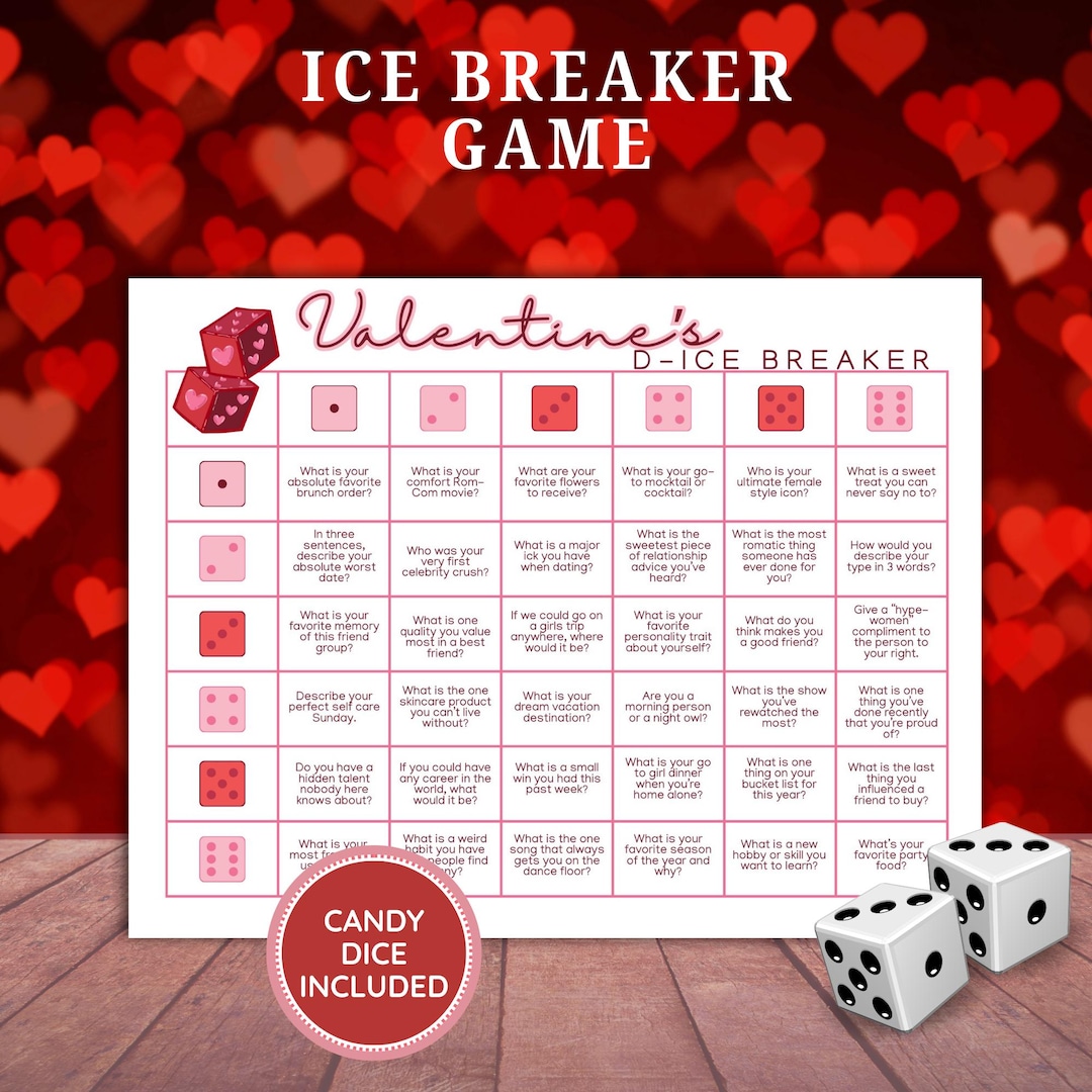 Dice Ice Breaker Valentine's Game, Girls Night in Get to Know You ...