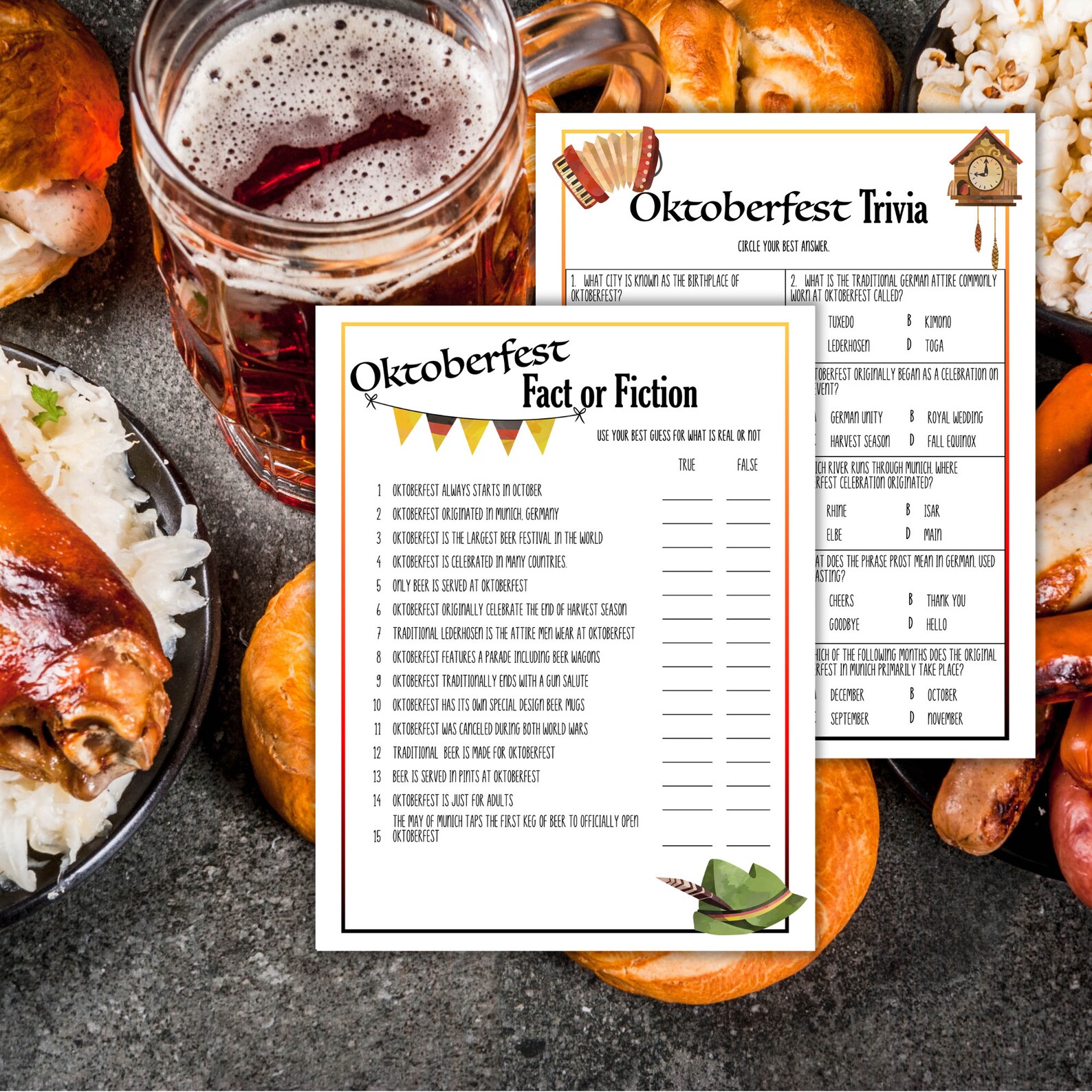 Oktoberfest Trivia Party Game Printable Bundle for Fun Holiday Pages ...