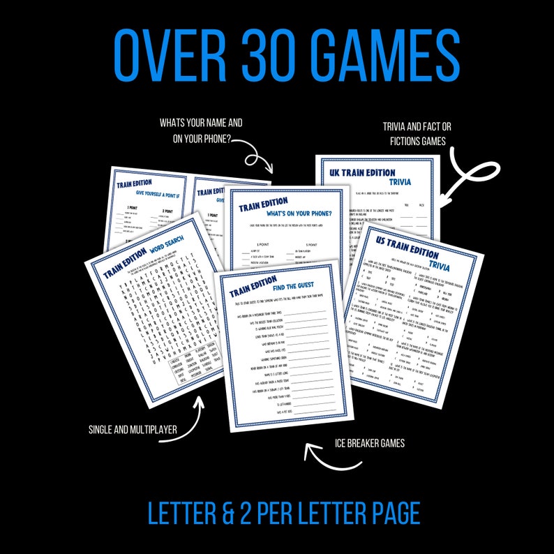 Train Activity Game Bundle, 40 Train Themed Printable Games for Family ...