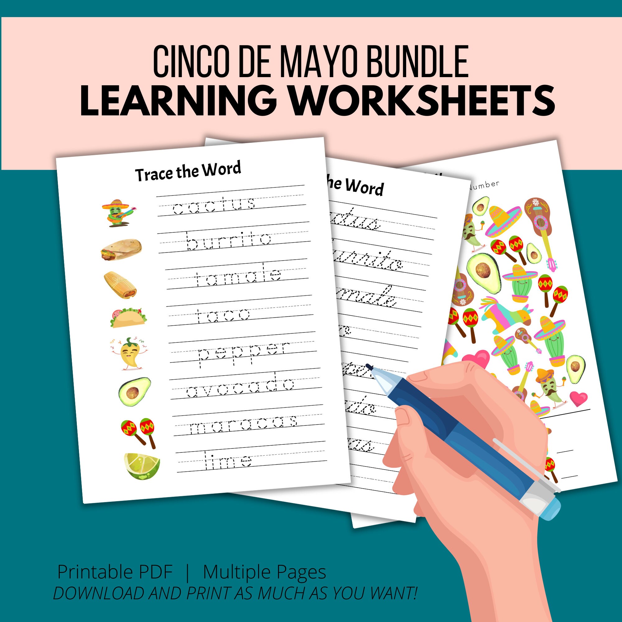 Cinco De Mayo Taco Activity Sheets Mexican Food Worksheets for ...