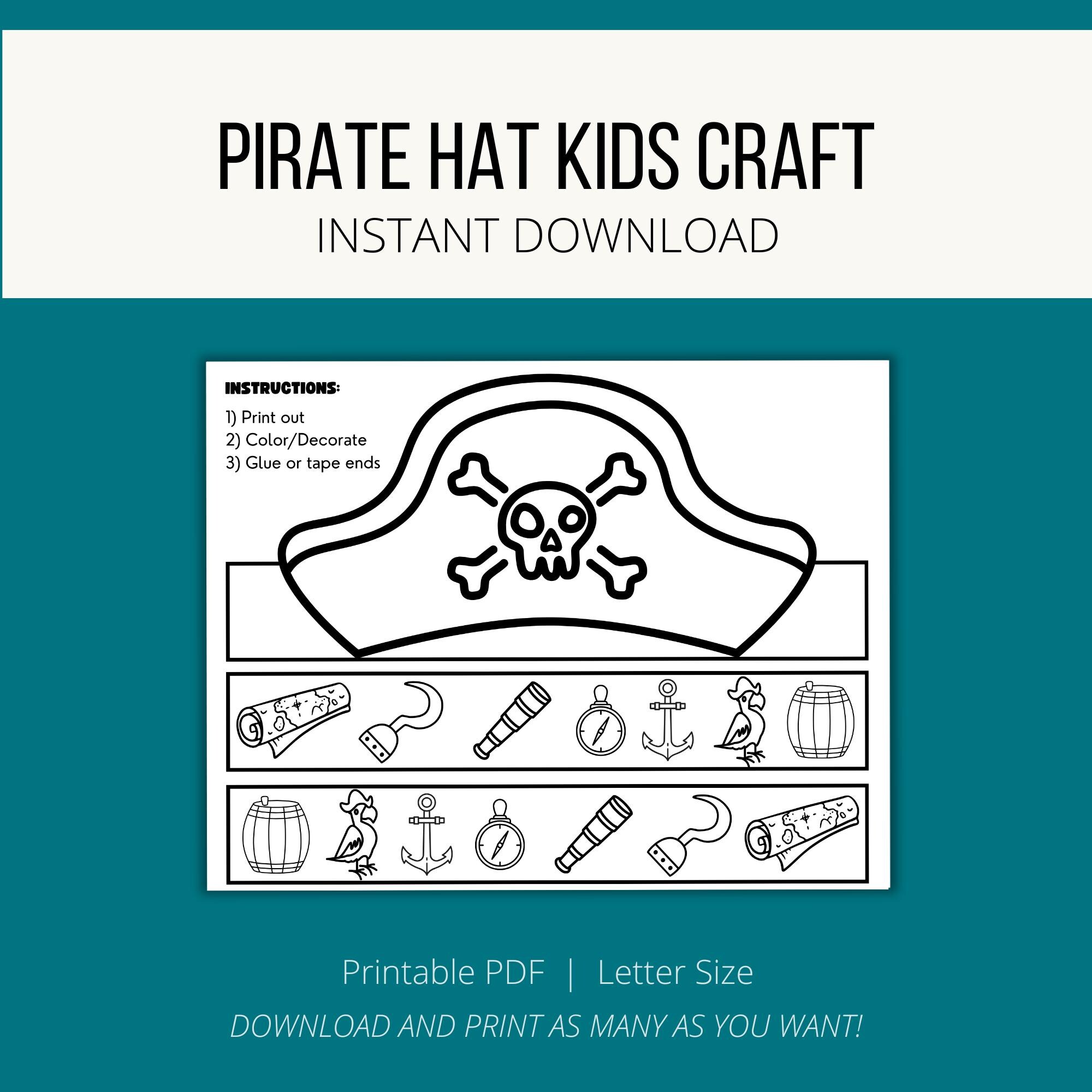 Pirate Paper Headband Hat Printable | Pirate Unit Cut and Glue Art ...