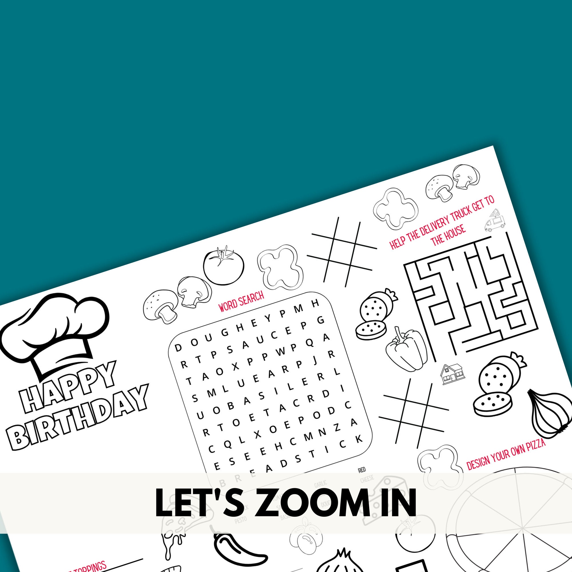 Personalized Pizza Kid Activity Birthday Party Placemat Customize Pizza ...