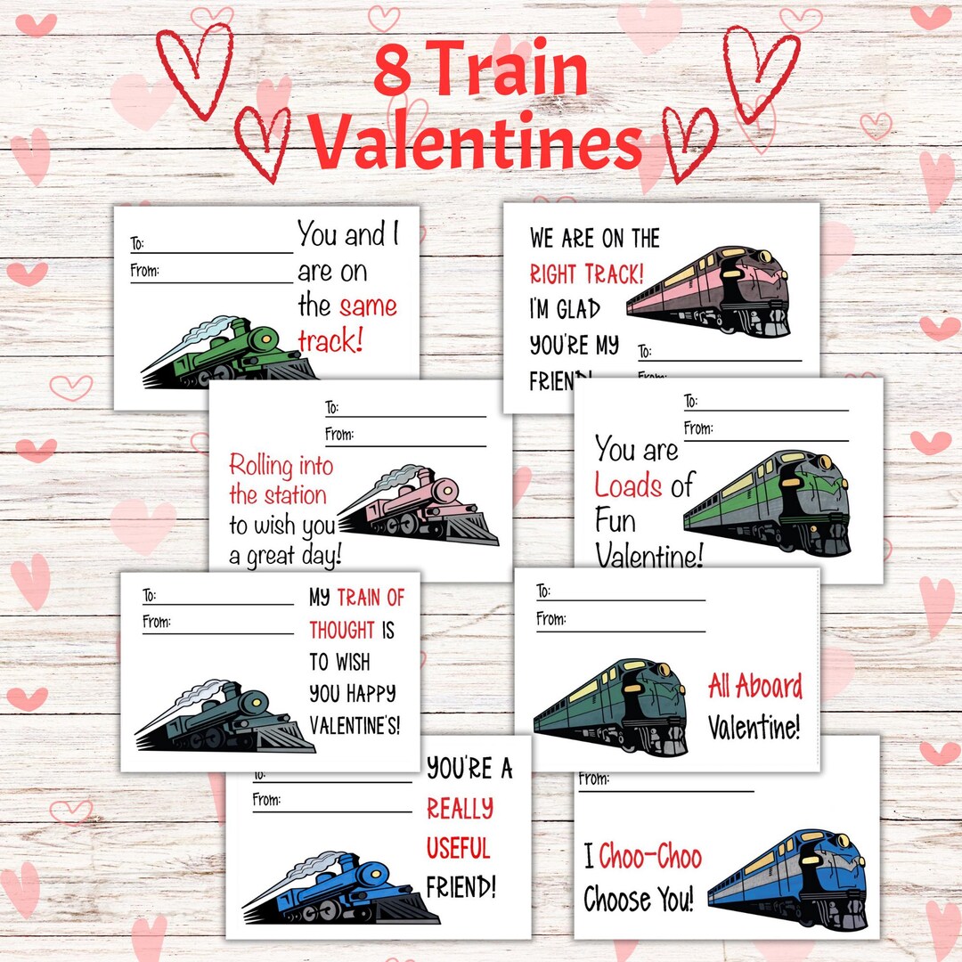 Train Classmate Valentine Exchange, Valentines Card for Kids, Daycare ...