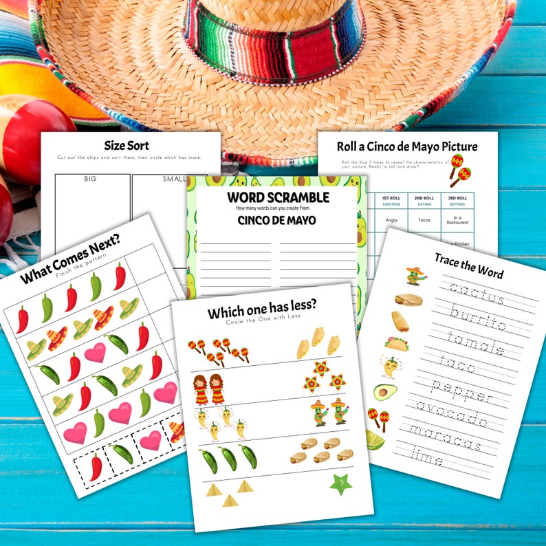 Cinco De Mayo Taco Activity Sheets Mexican Food Worksheets - Etsy