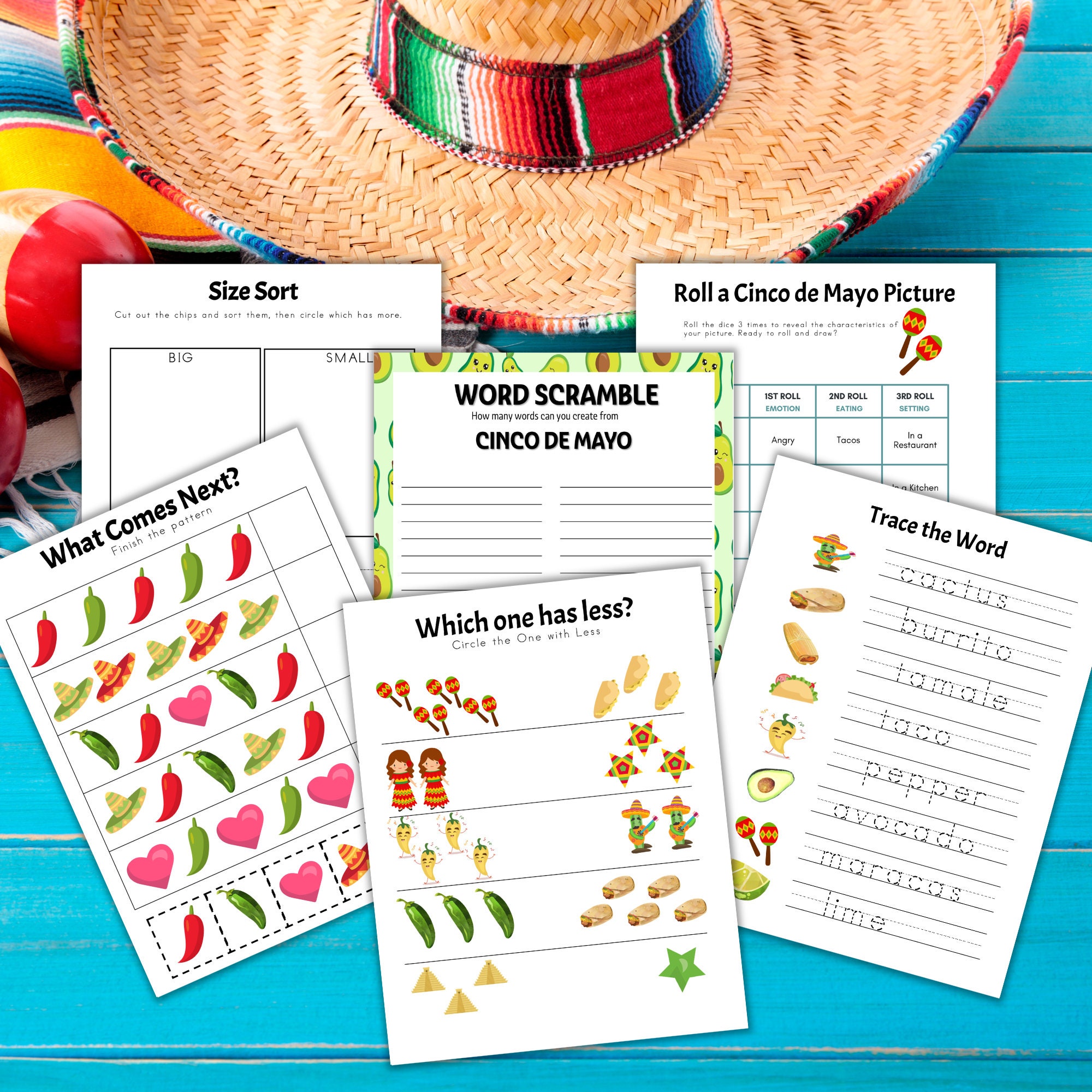 Cinco De Mayo Taco Activity Sheets Mexican Food Worksheets for ...