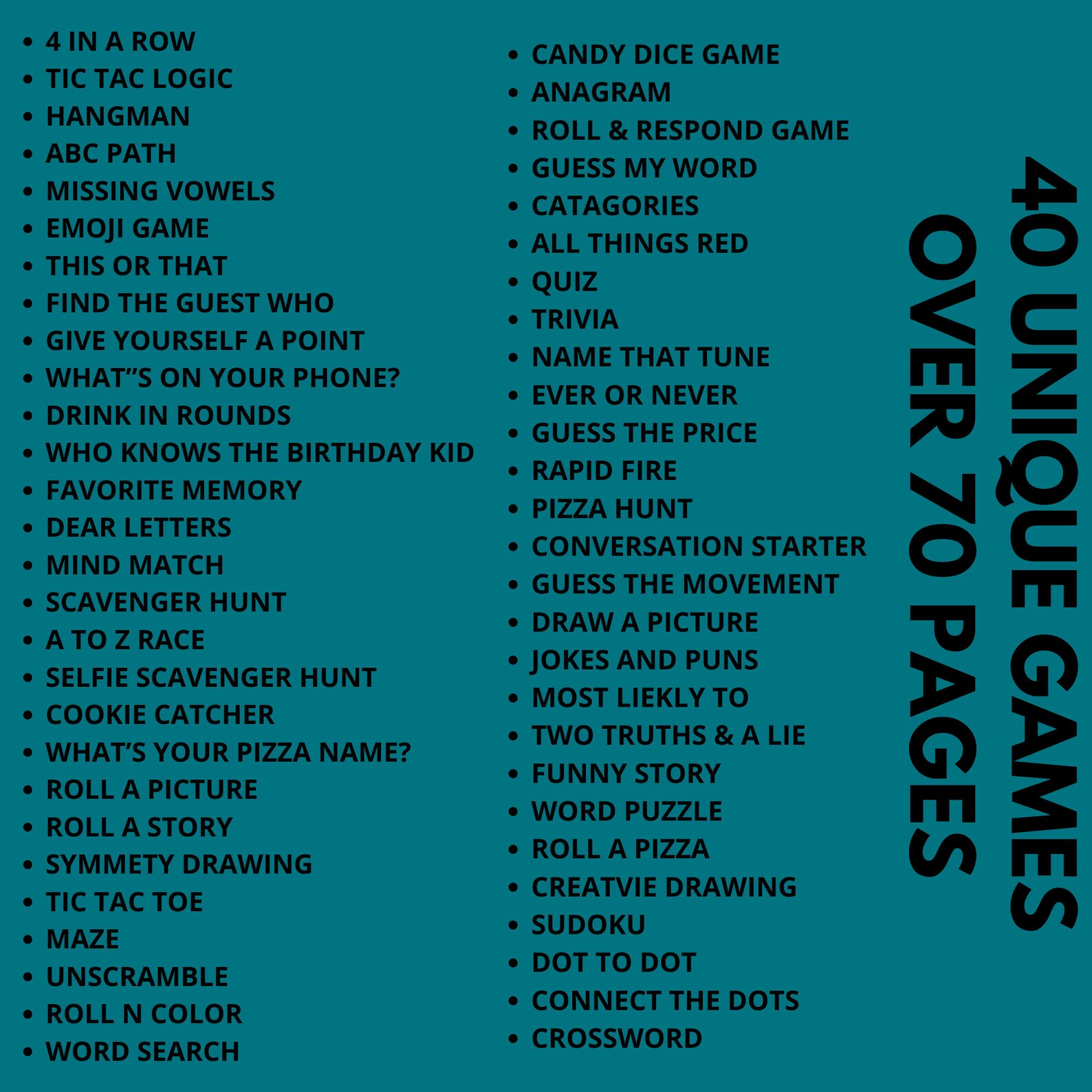 Pizza Time Game Bundle, 40 Family Pizza Night Themed Games Kids Adults ...