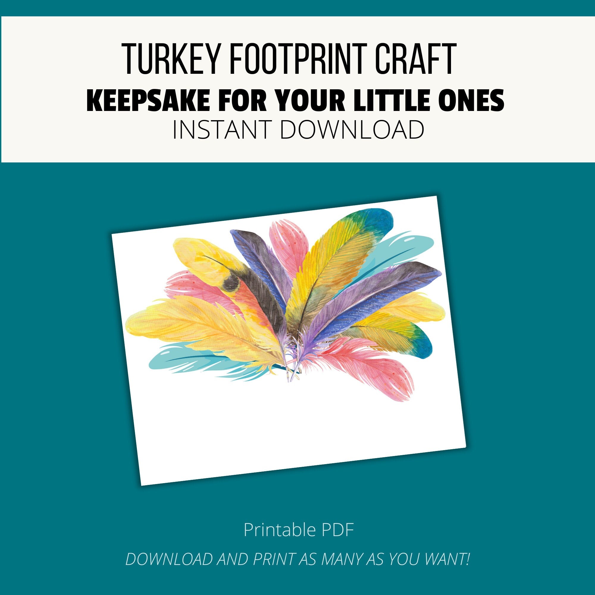 Turkey Footprint Keepsake Gift Craft | Printable Fall Art Project ...