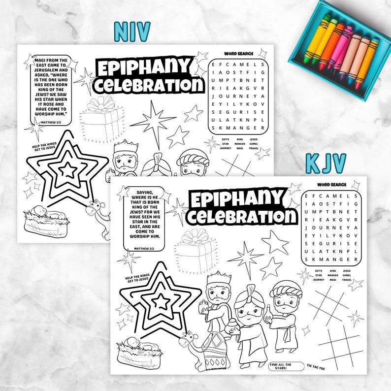 Epiphany Kids Printable Activity Placemat, 3 Wise Men Gift Symbols ...