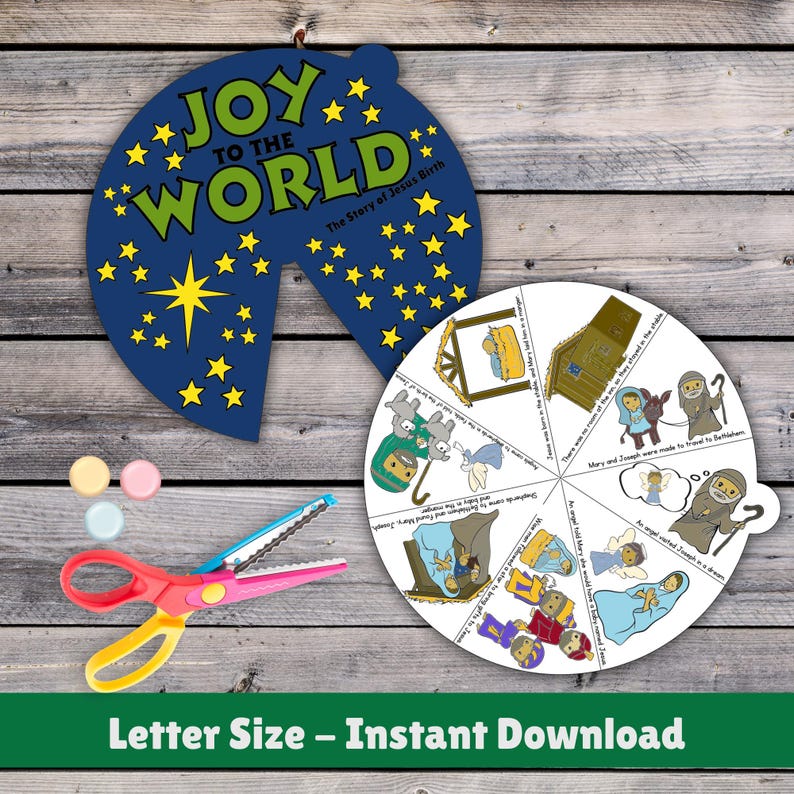 Story of Jesus Birth Nativity Craft Spinning Circle Wheel Kit, Kids DIY ...