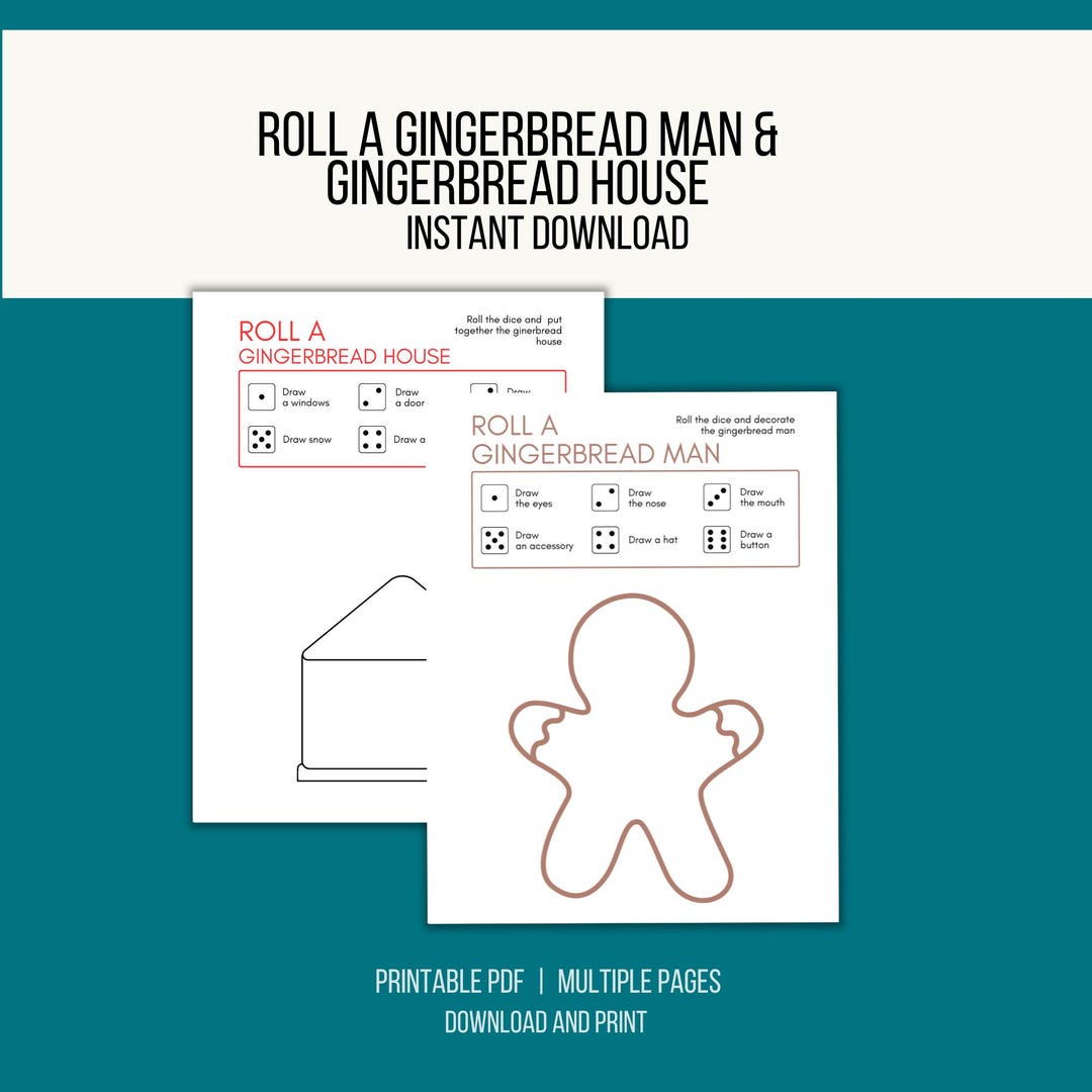 Roll a Gingerbread House and Gingerbread Man Printable Dice Game for ...
