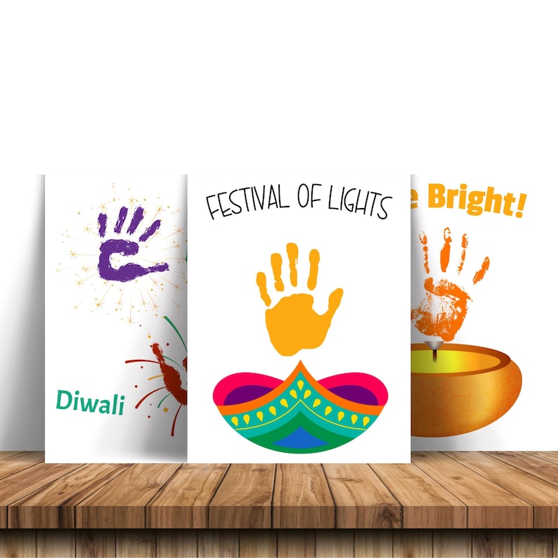 Diwali Handprint Keepsake Gift Craft, Printable Diya Festival of Lights ...