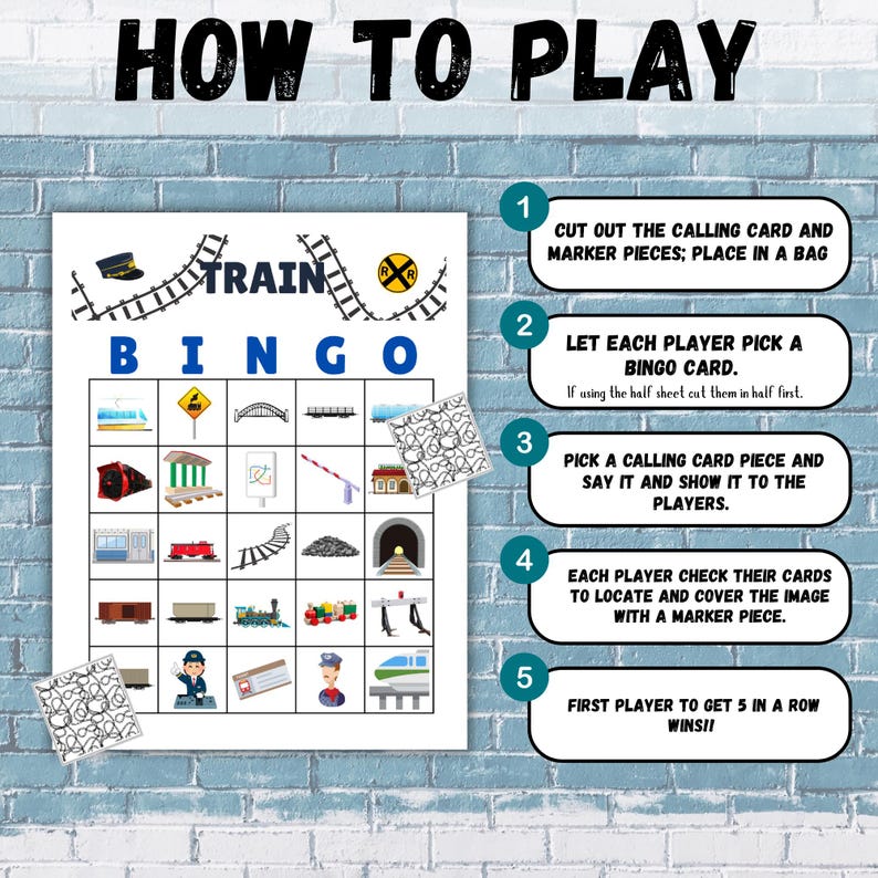 Train Bingo Printable Birthday Parties, Family Game Night, Railroad ...
