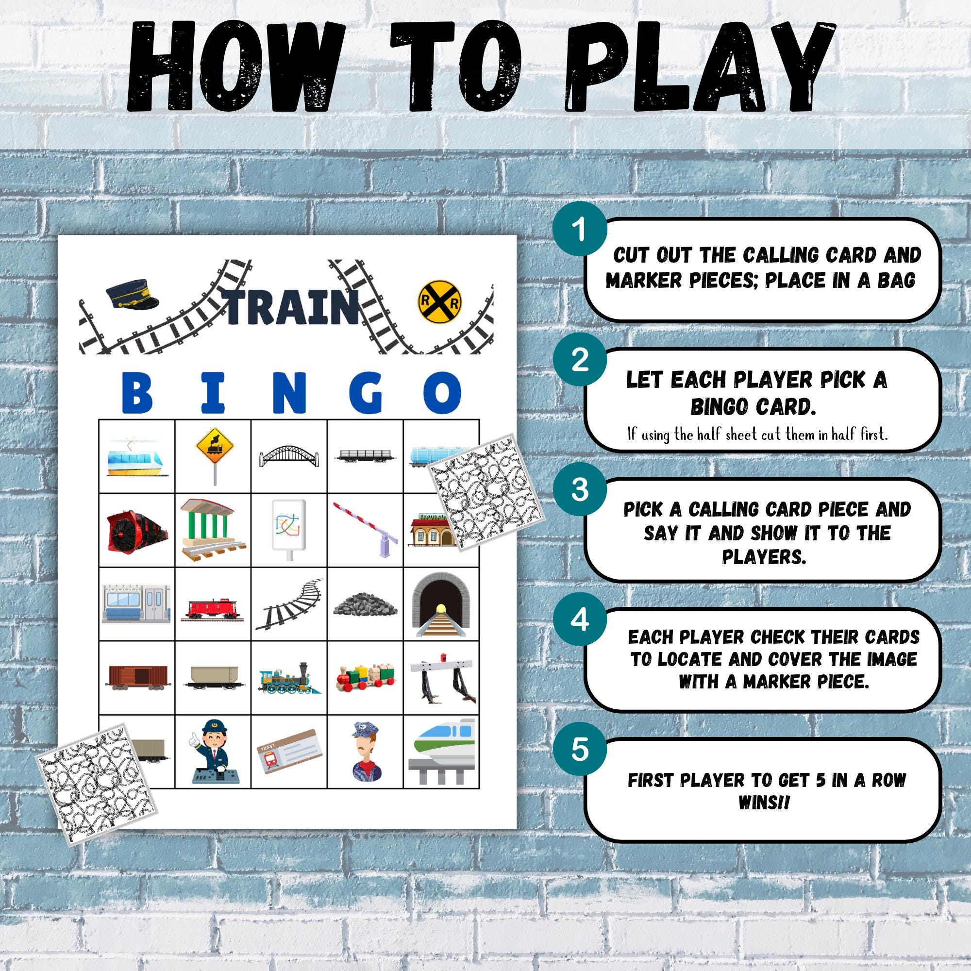 Train Bingo Printable Birthday Parties, Family Game Night, Railroad ...