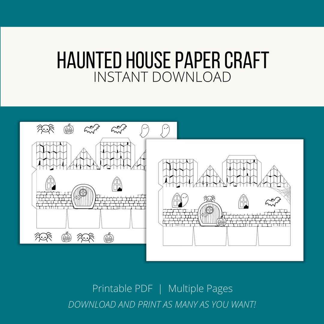 Haunted House 3D Paper Craft | Spooky Halloween Project Cut and Paste ...