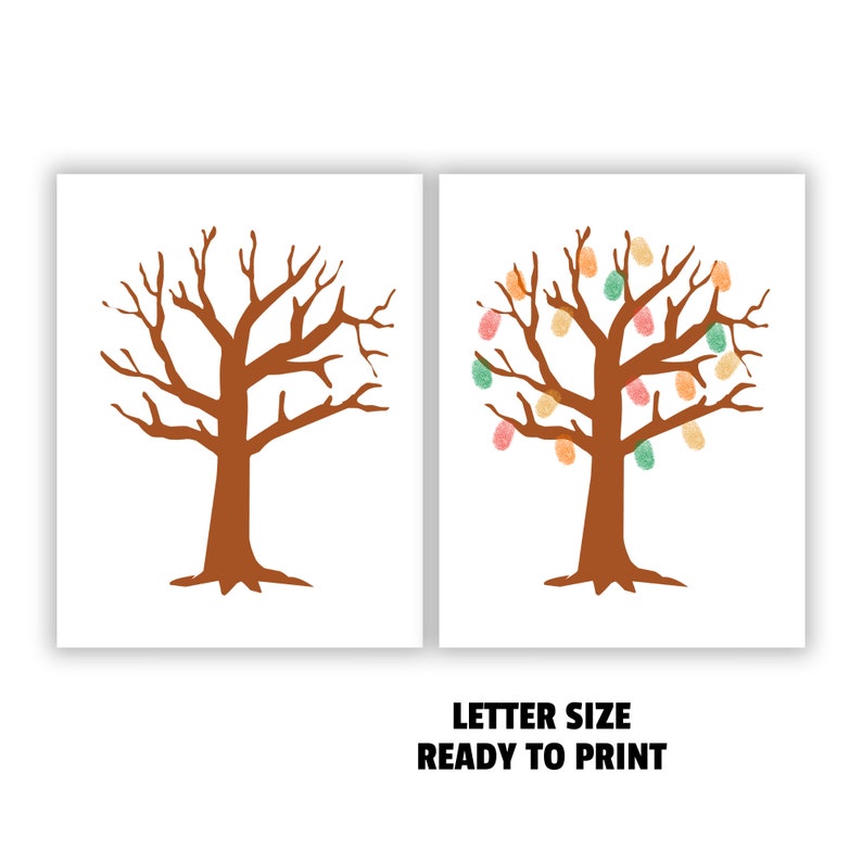 Fall Tree Fingerprint Keepsake Gift Craft | Printable Autumn Handprint ...