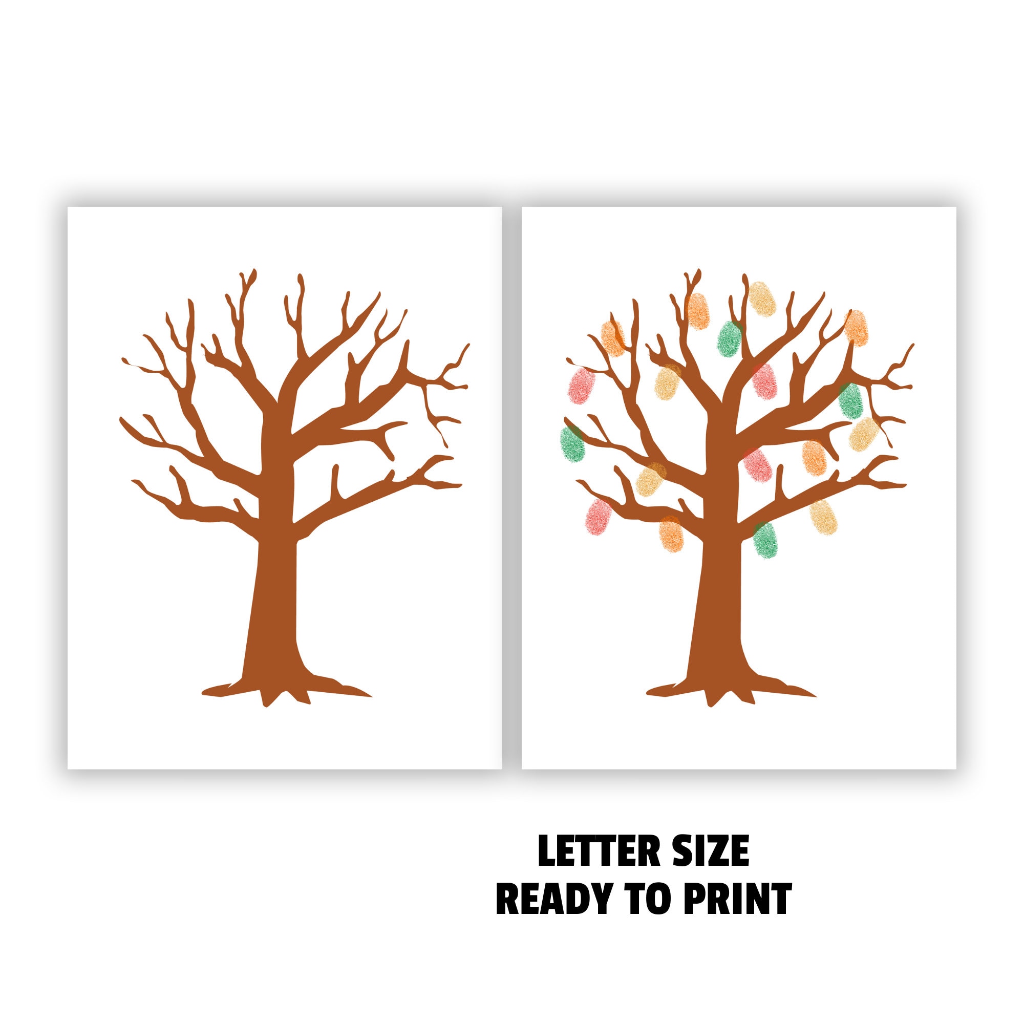 Fall Tree Fingerprint Keepsake Gift Craft | Printable Autumn Handprint ...